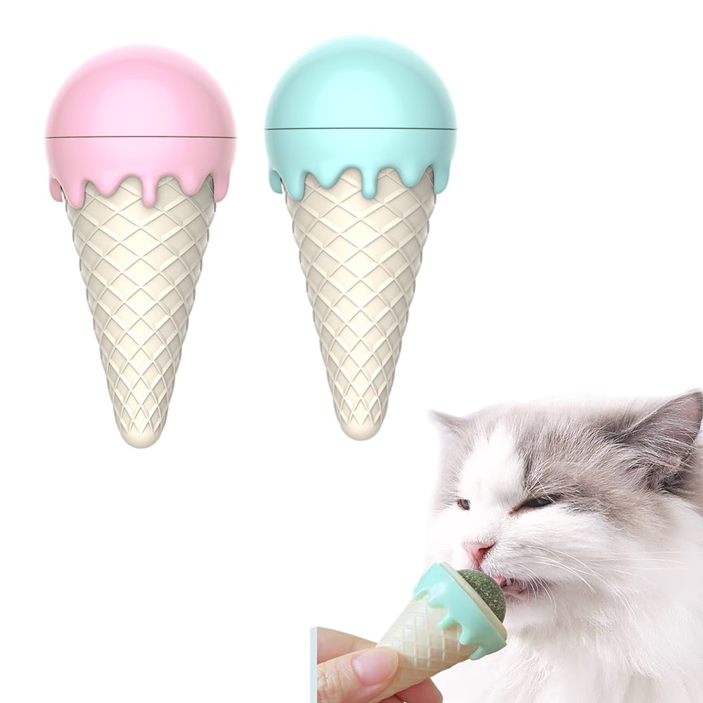 2 Pack Ice Cream Catnip Ball for Cat Wall, Self Adhesive Rollerball ...