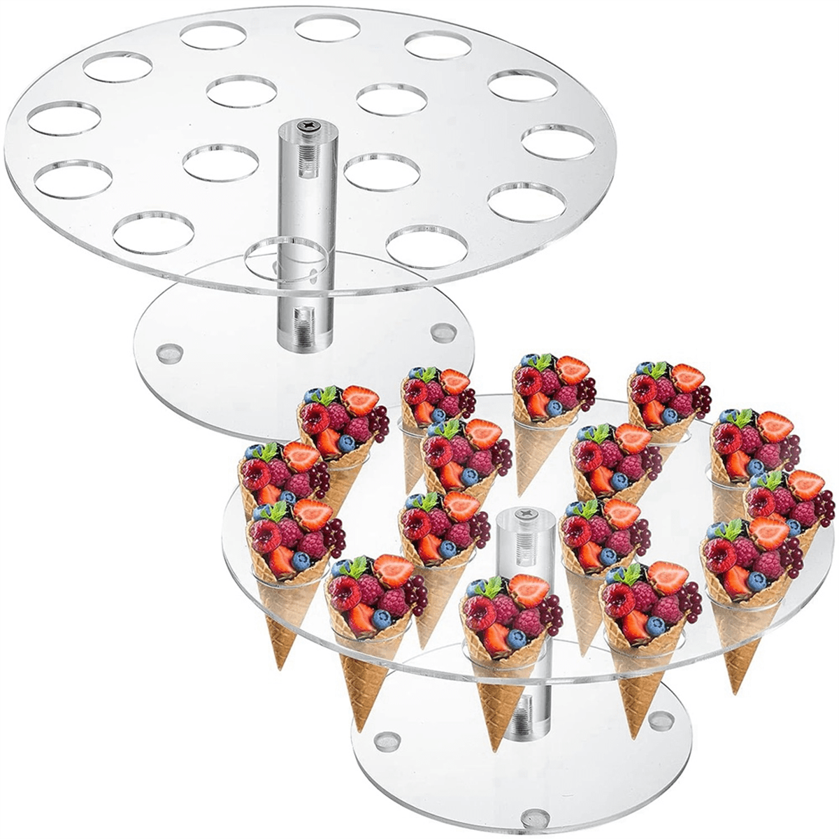 2 Pack Ice Cream Cone Holder, 16 Holes Acrylic Ice Cream Cone Display ...