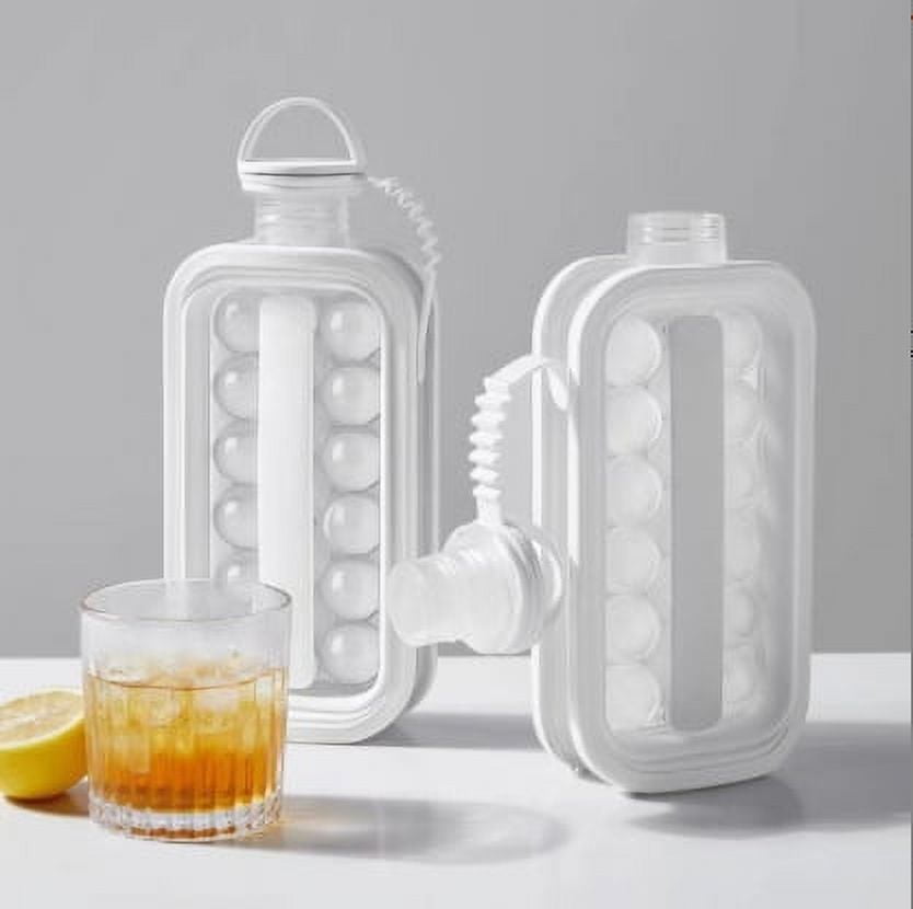 2 Pack Ice Cube Tray 2-in-1 Foldable Ice Tray Water Bottle Portable Ice Cube Making Travel and ...