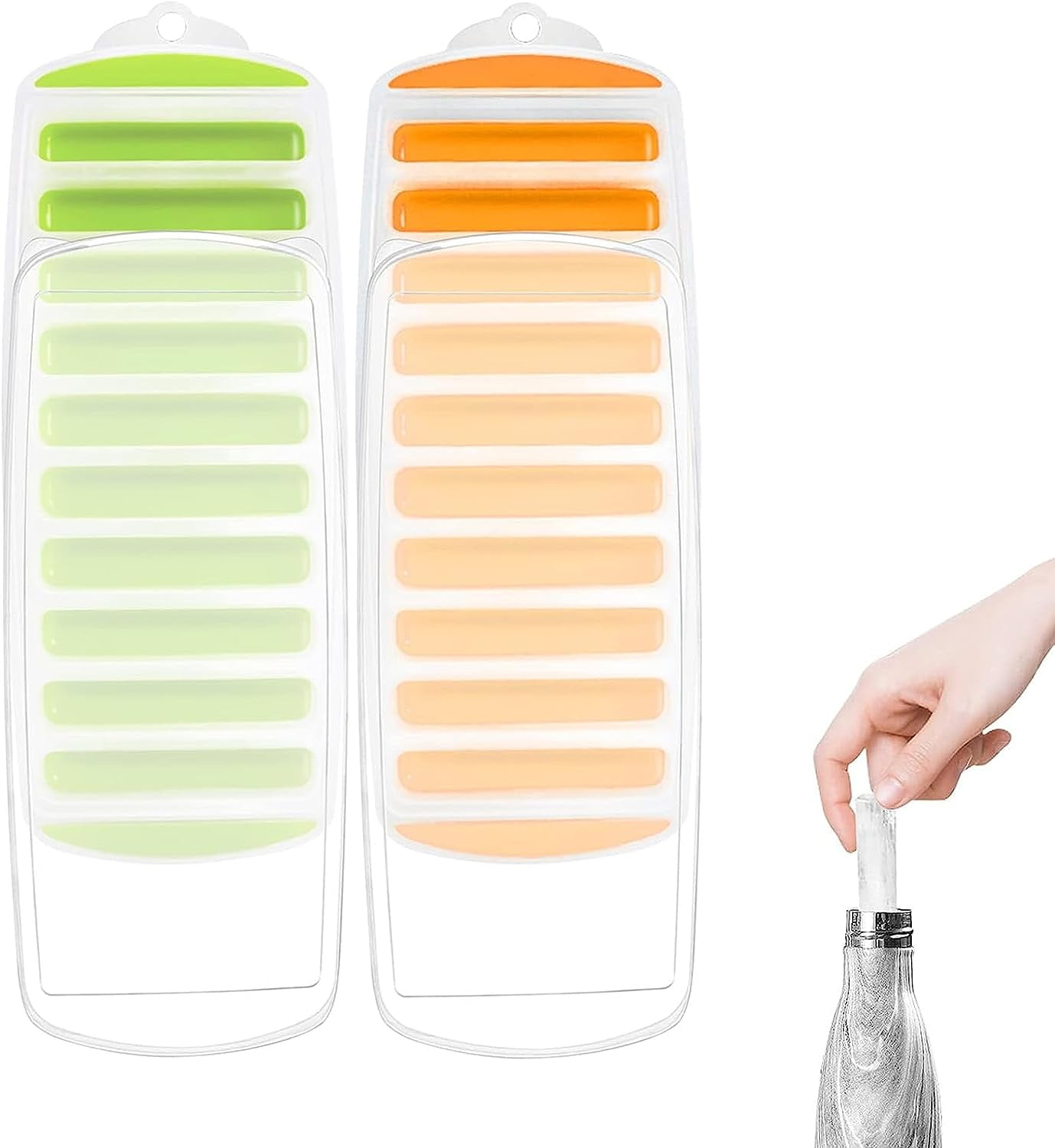 2 Pack Ice Cube Tray, Bottle Ice Stick Trays Bottom Silicone, Easy ...