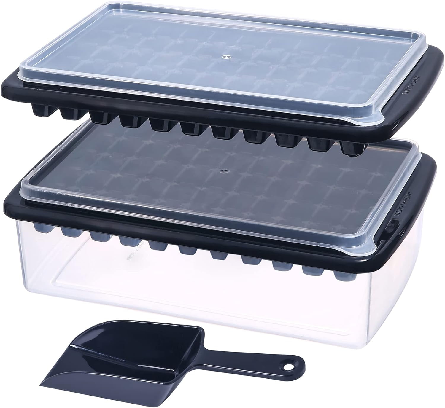 2 Pack Ice Cube Tray with Lid and Bin for Freezer, Easy Release 55 ...