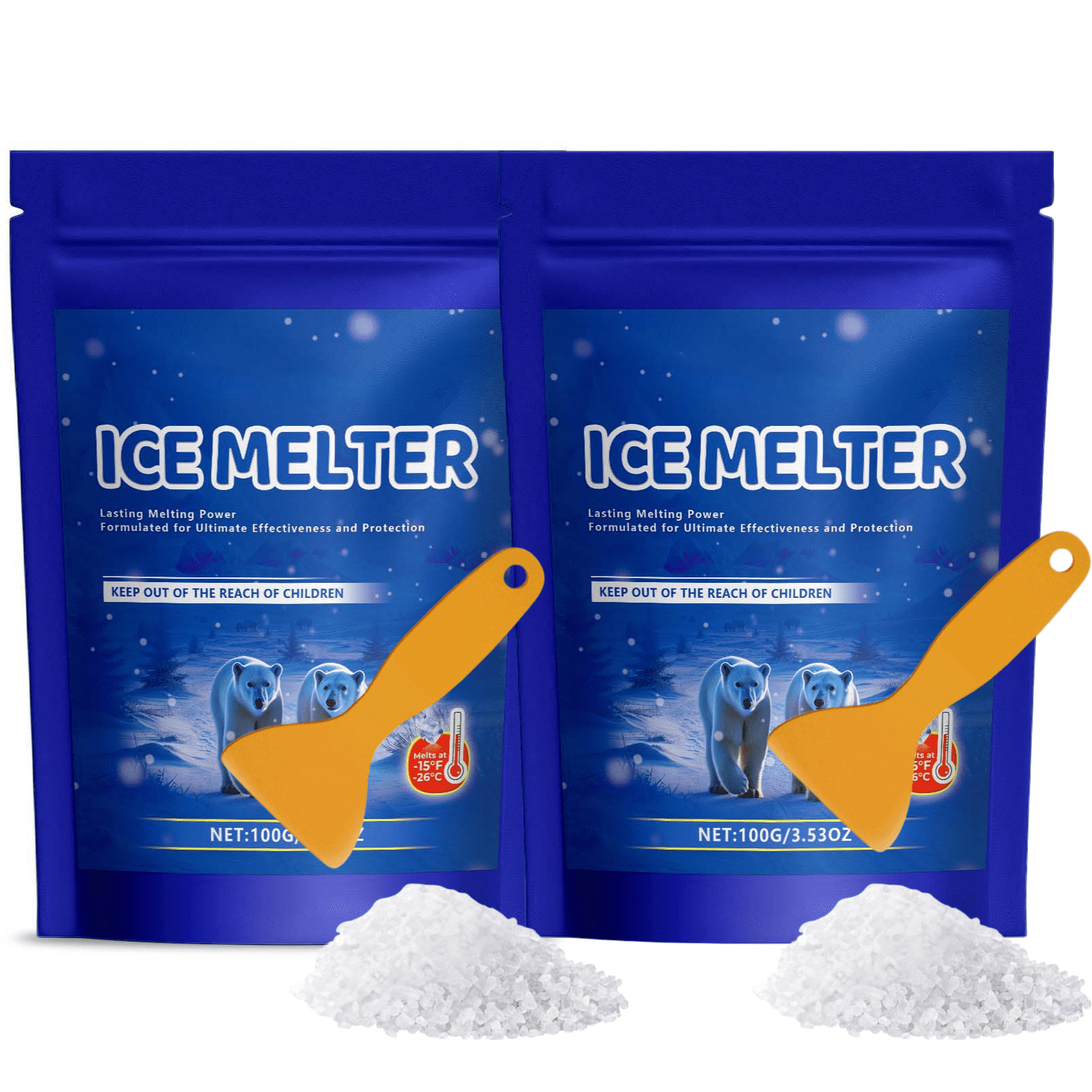 2 Pack Ice Melt Pellets, Calcium Blend Deicer Snow Melter for Driveway ...