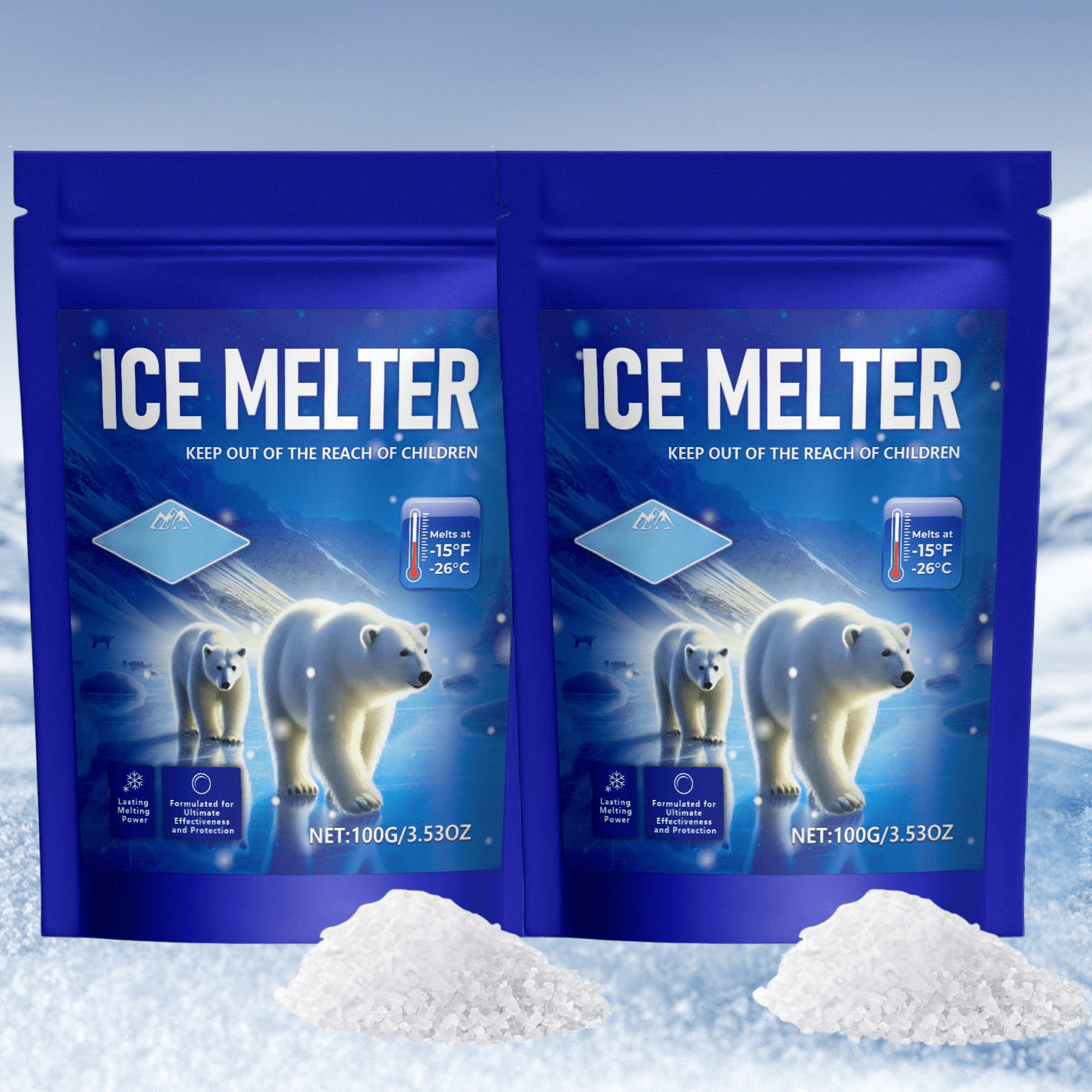 2 Pack Ice Melt Pellets, Calcium Blend Deicer Snow Melter for Driveway ...