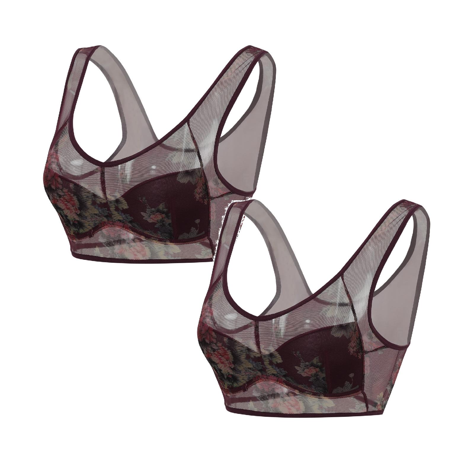 2 Pack Ice Silk Lace Comfort Small Sports Bras for Women Bra ElleBloom ...