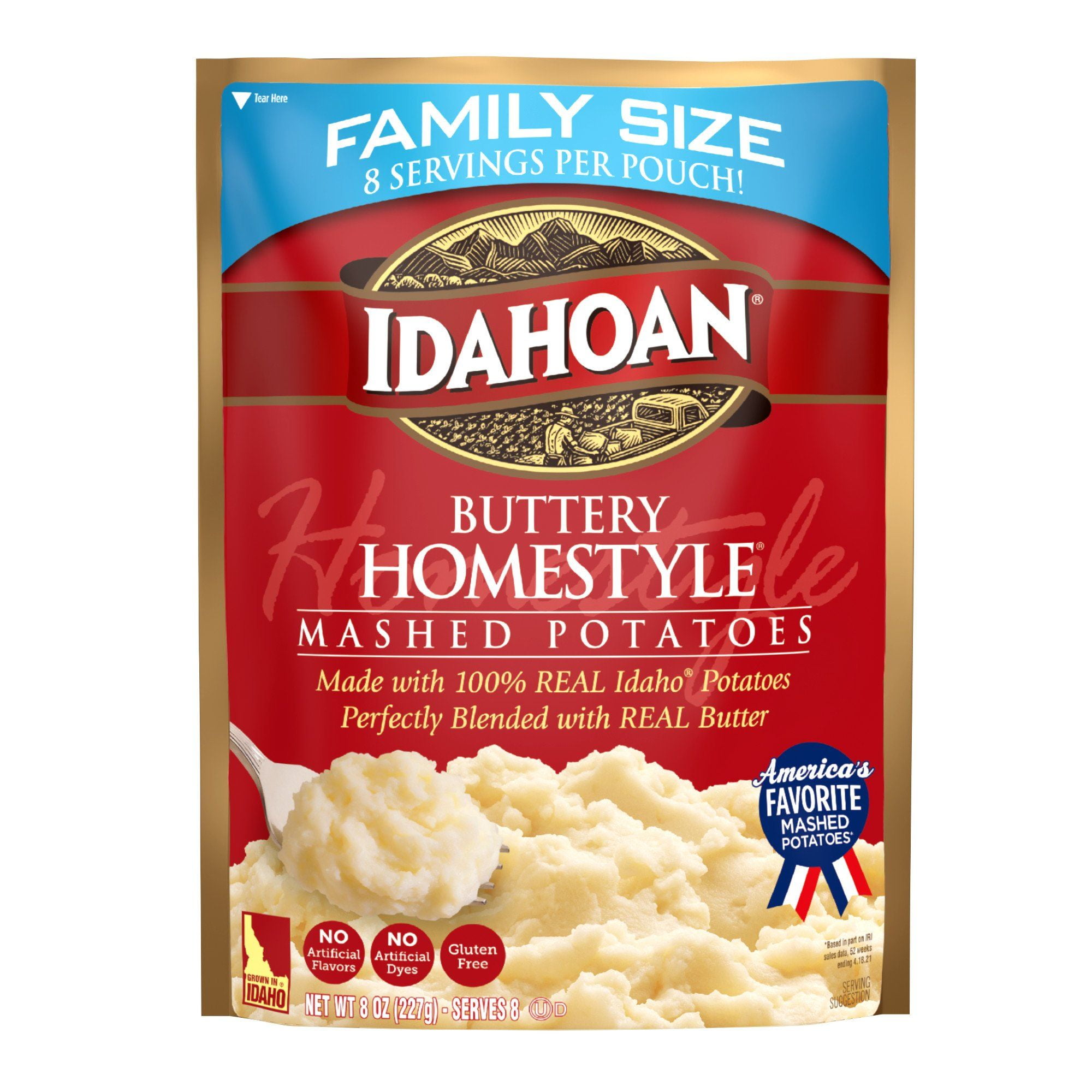 Idahoan Instant Mashed Potatoes, Family Size, Buttery Homestyle, 8 oz ...