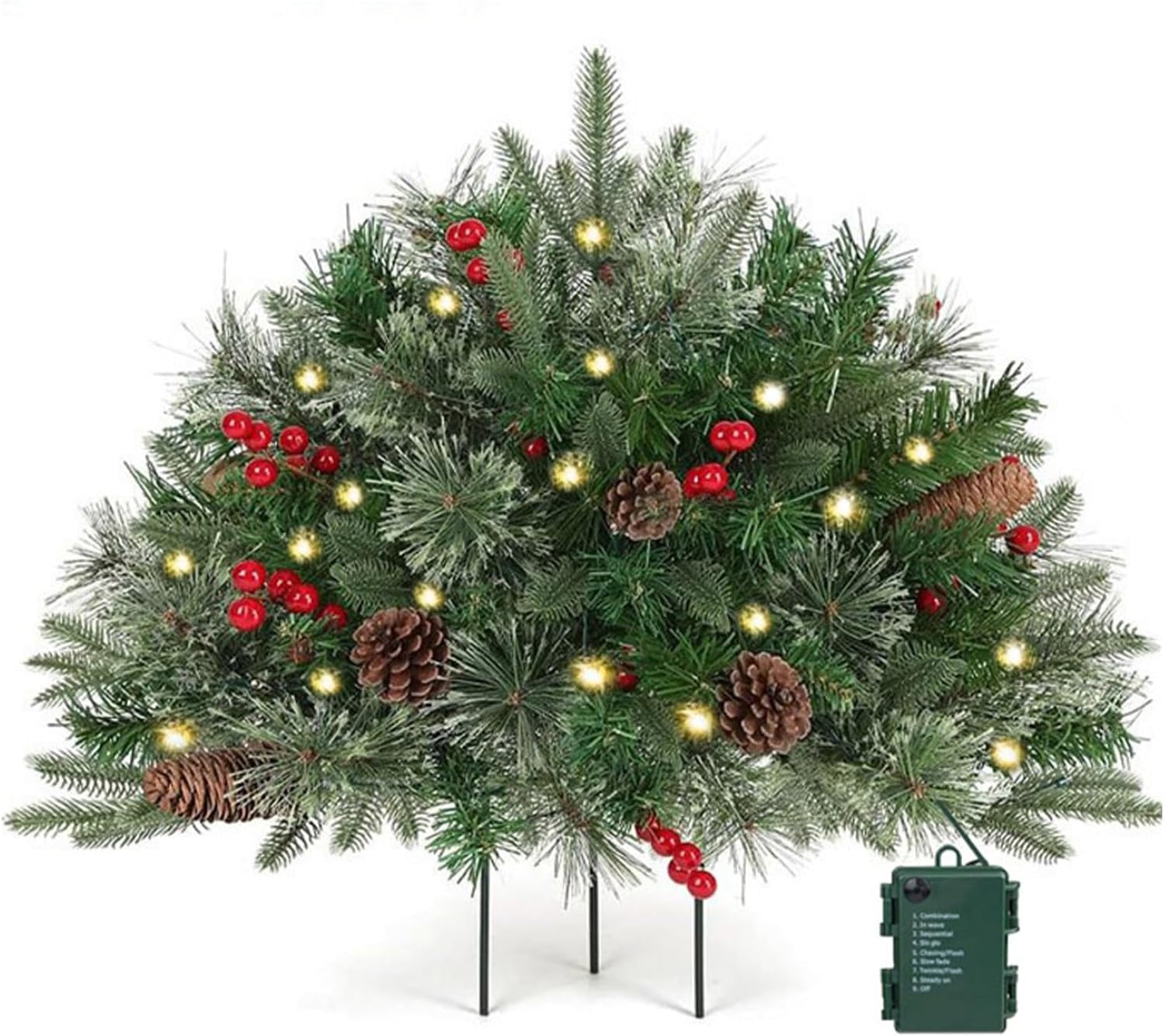 2 Pack Ideaplaned Pre-lit Artificial Christmas Tree Urn Filler ...