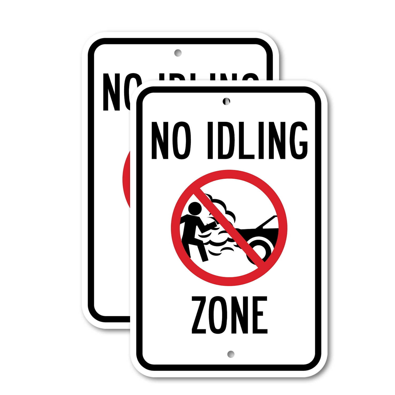 (2 Pack) No Idling Zone | 18" X 24" Heavy-Gauge Aluminum Sign | Rust ...