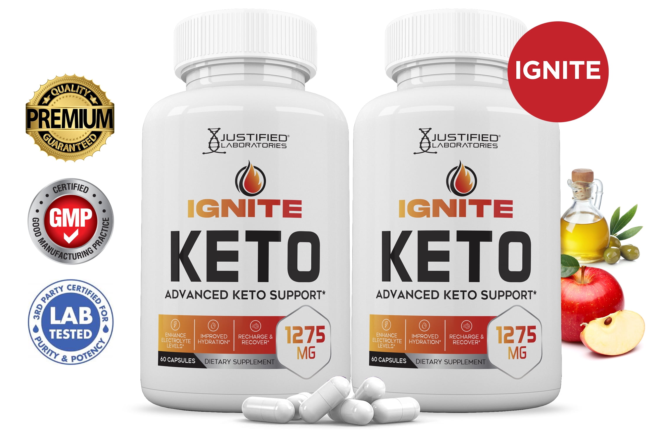 Justified Laboratories Ignite Keto ACV Pills 1275mg, 120 Capsules, Keto ...