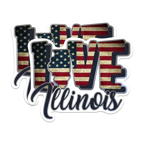 (2 Pack) Illinois Love State Stickers - IL State USA Flag American ...