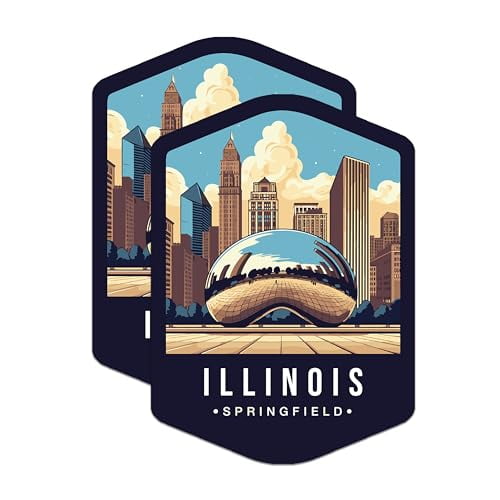 (2 Pack) Illinois State and Capitol Stickers - IL State Sticker ...