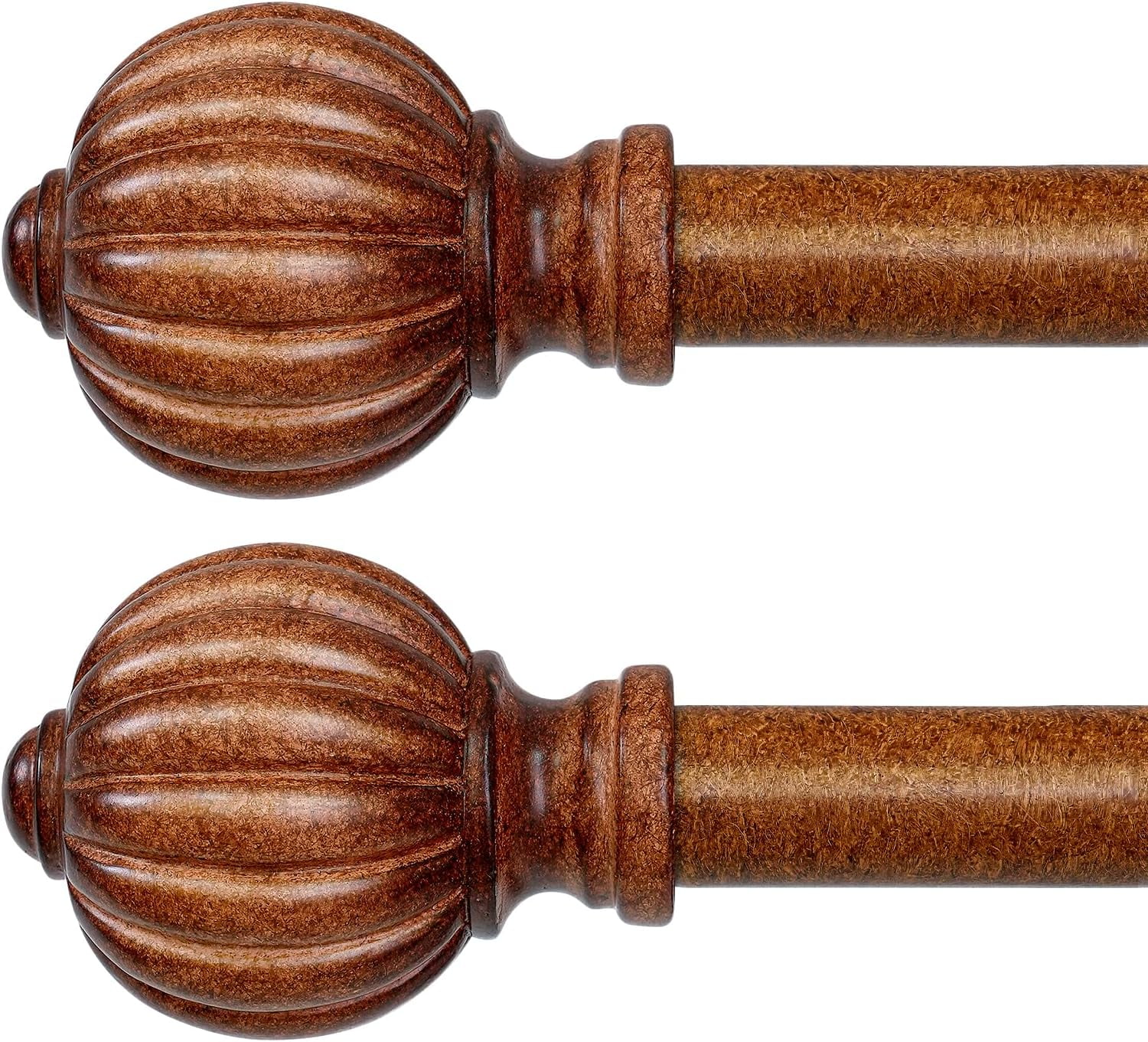 2 Pack Imitation Wood Curtain Rods for Windows 28 to 48 Inch, 1 Inch ...