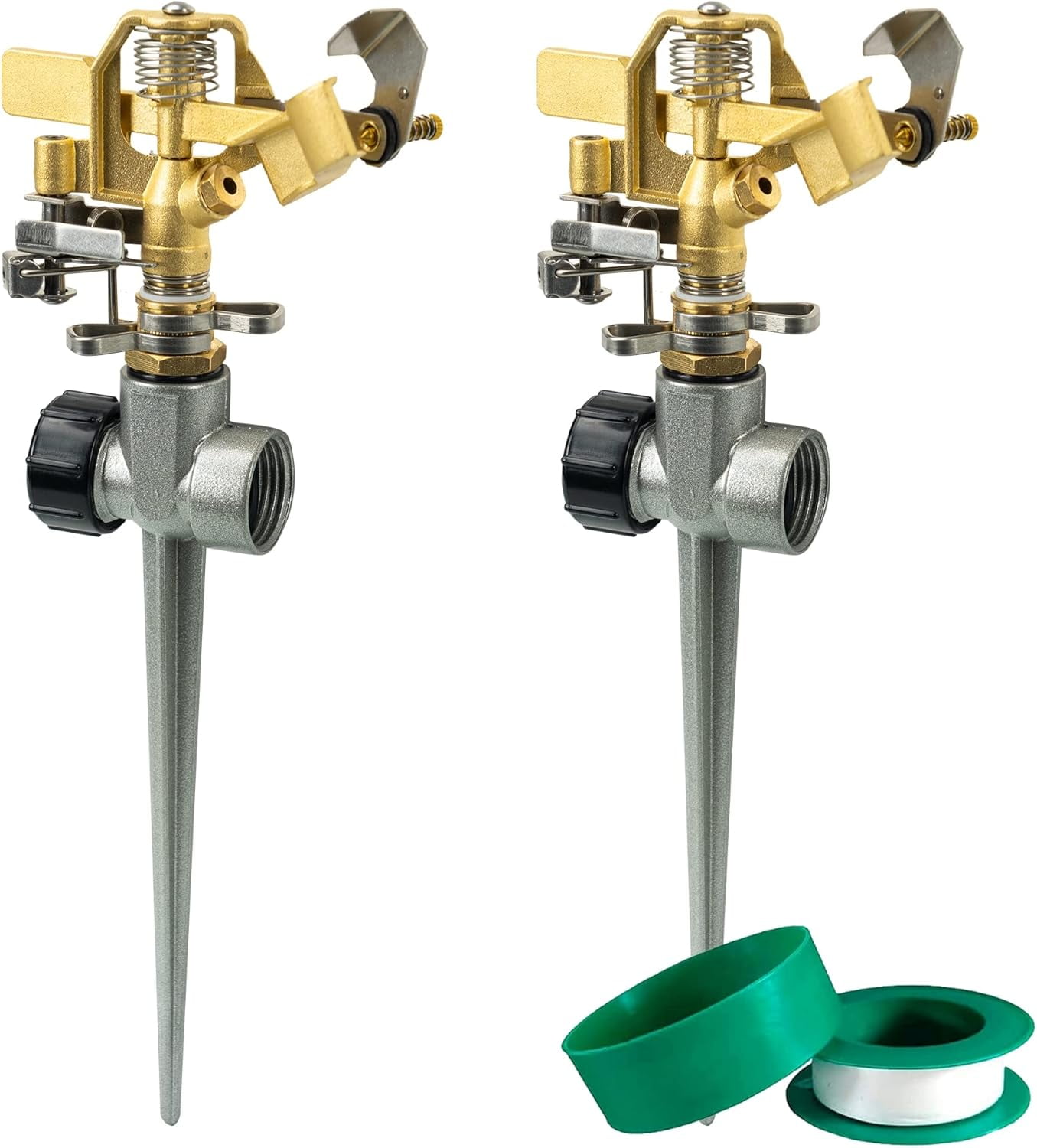 2 Pack Impact Lawn Sprinklers for Yard, Heavy Duty Water Sprinkler Head ...