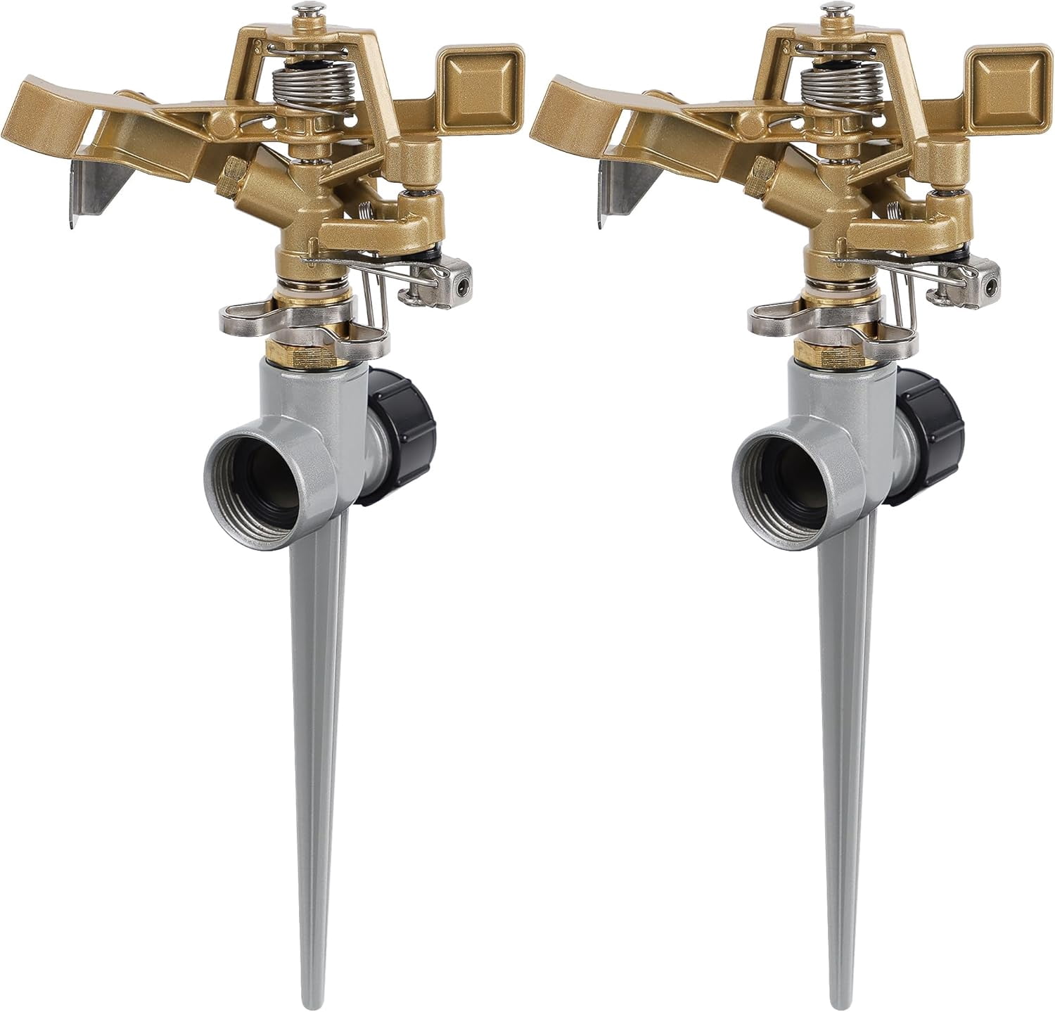 2 Pack Adjustable Impact Sprinklers with Spike Base, Heavy Duty Zinc ...