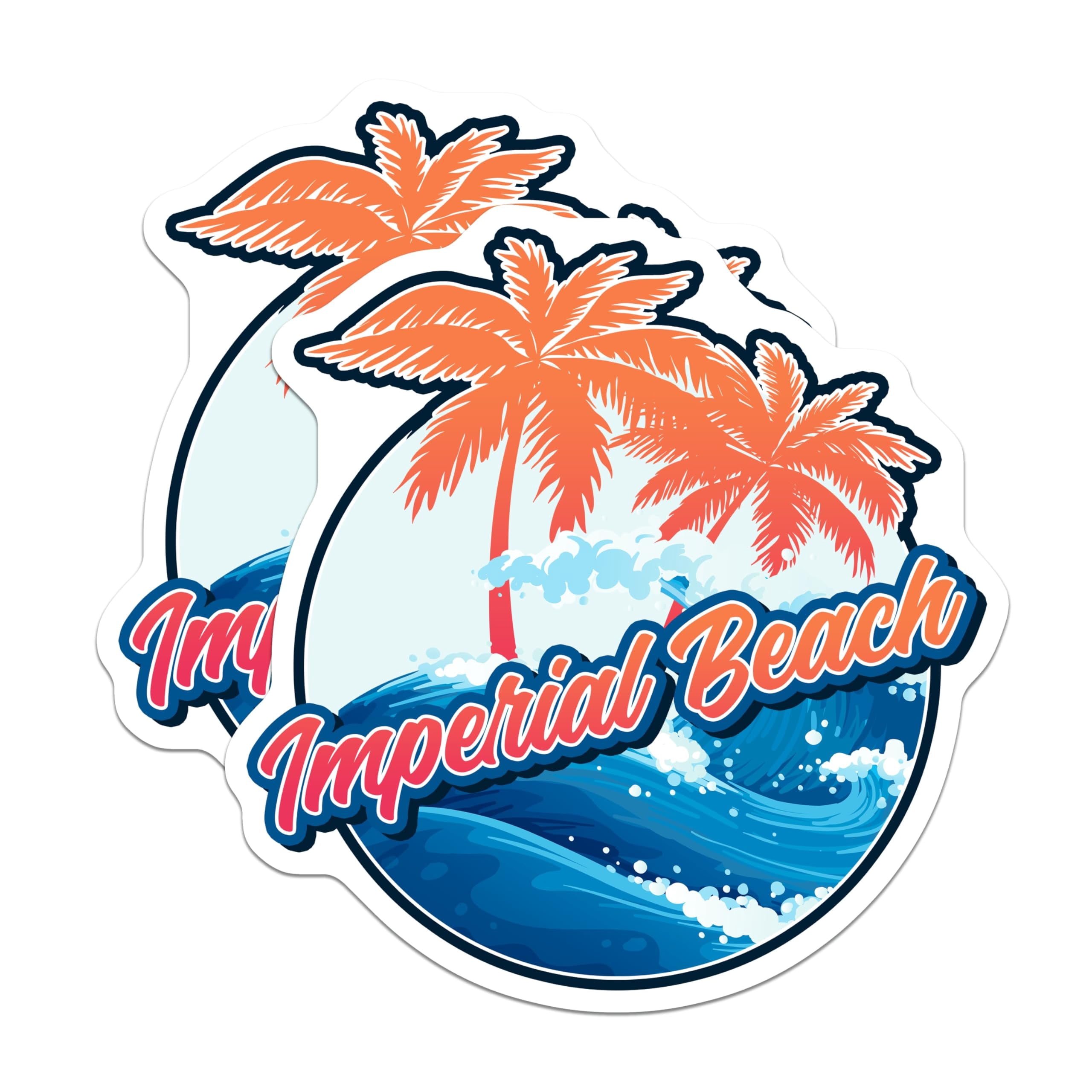 (2 Pack) Imperial Beach Stickers - California Travel Decals - Palm Tree ...
