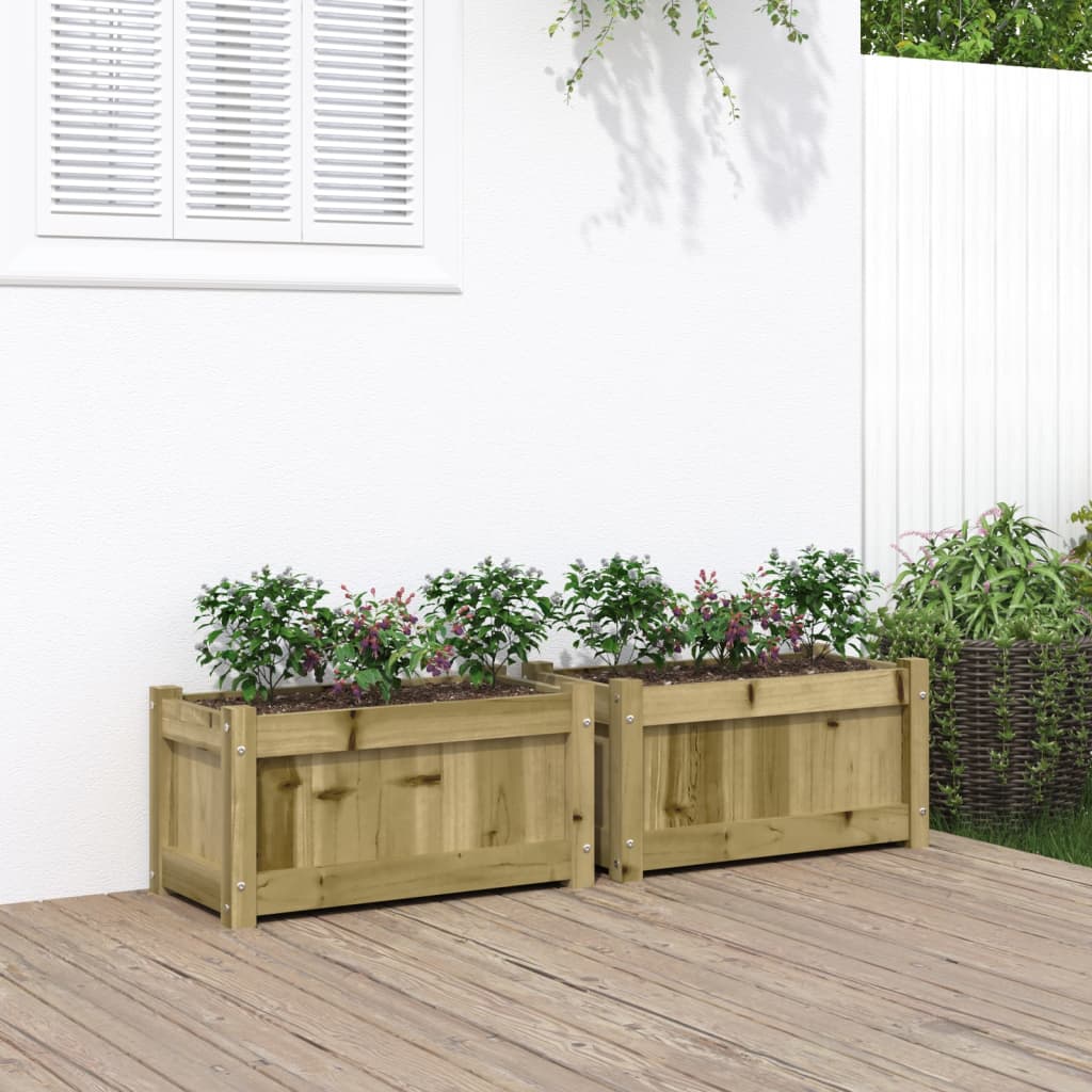 2 Pack Impregnated Wood Pine Garden Planters - Weather-Resistant ...