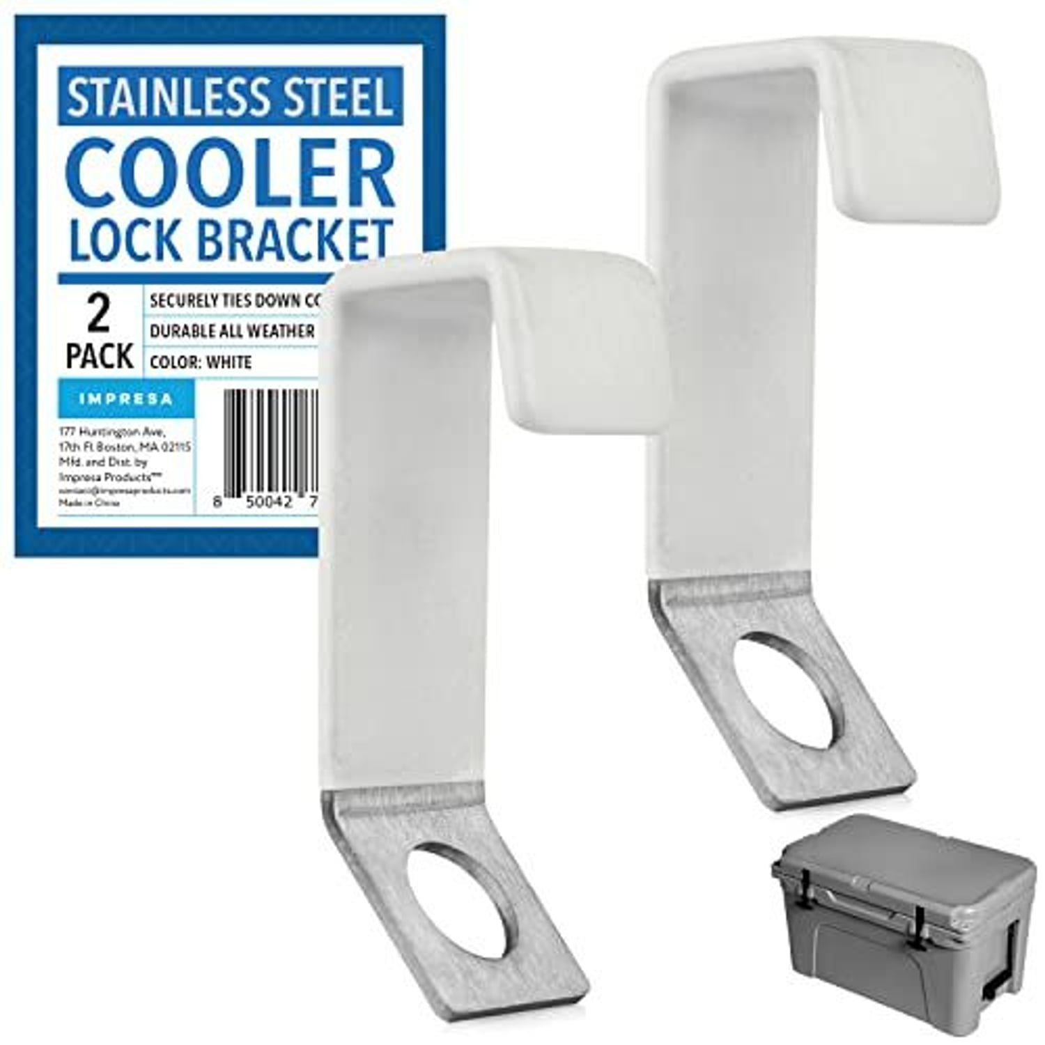 [2 Pack] Impresa White Cooler Lock Bracket for Yeti and for RTIC Cooler ...