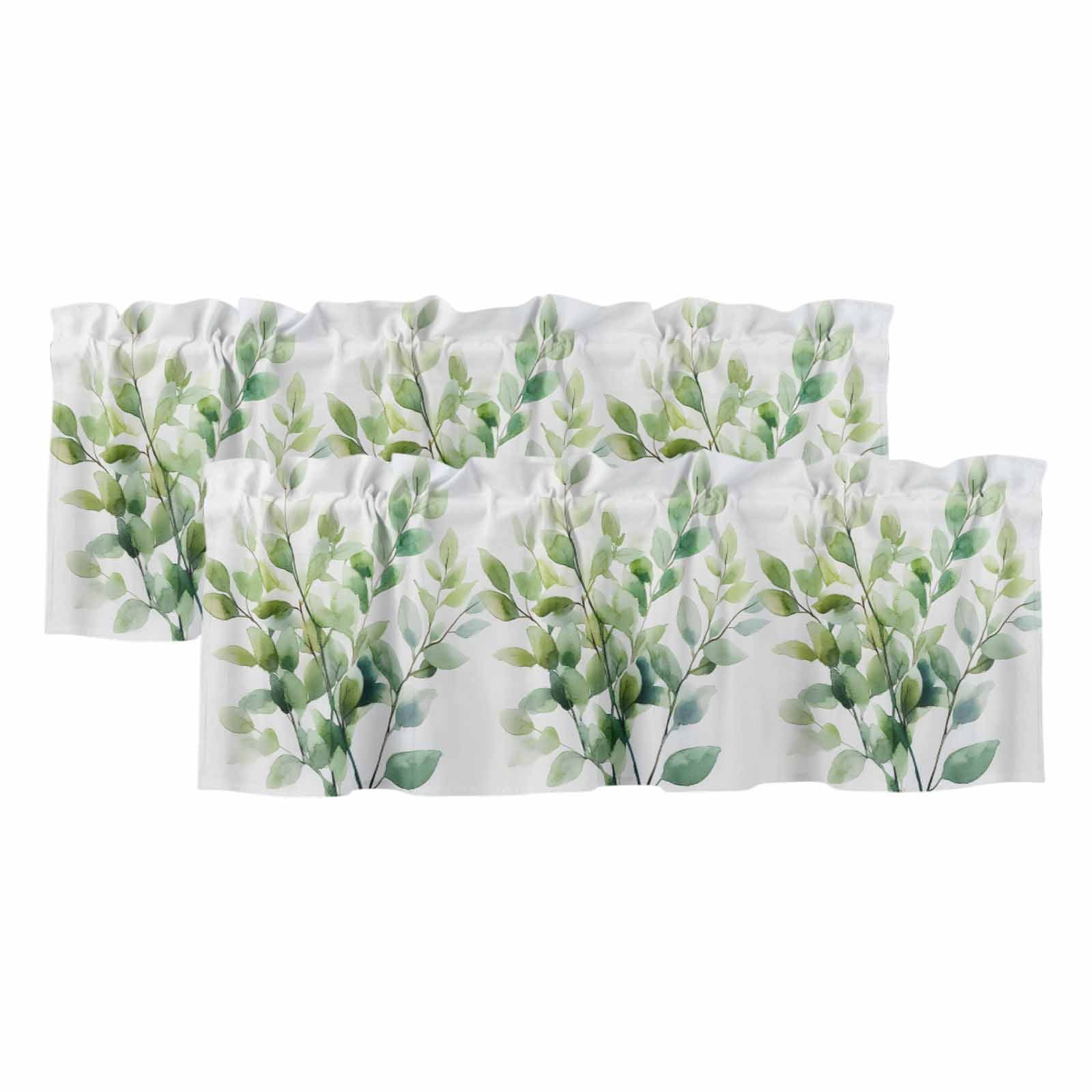2 Pack Impressionist Style Valance for Window Modern Style Green Breach ...