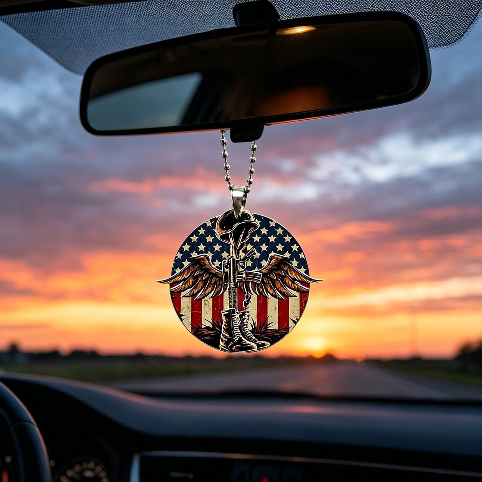 2-Pack Independence Day Car Interior Acrylic Pendant, Patriotic Flag ...