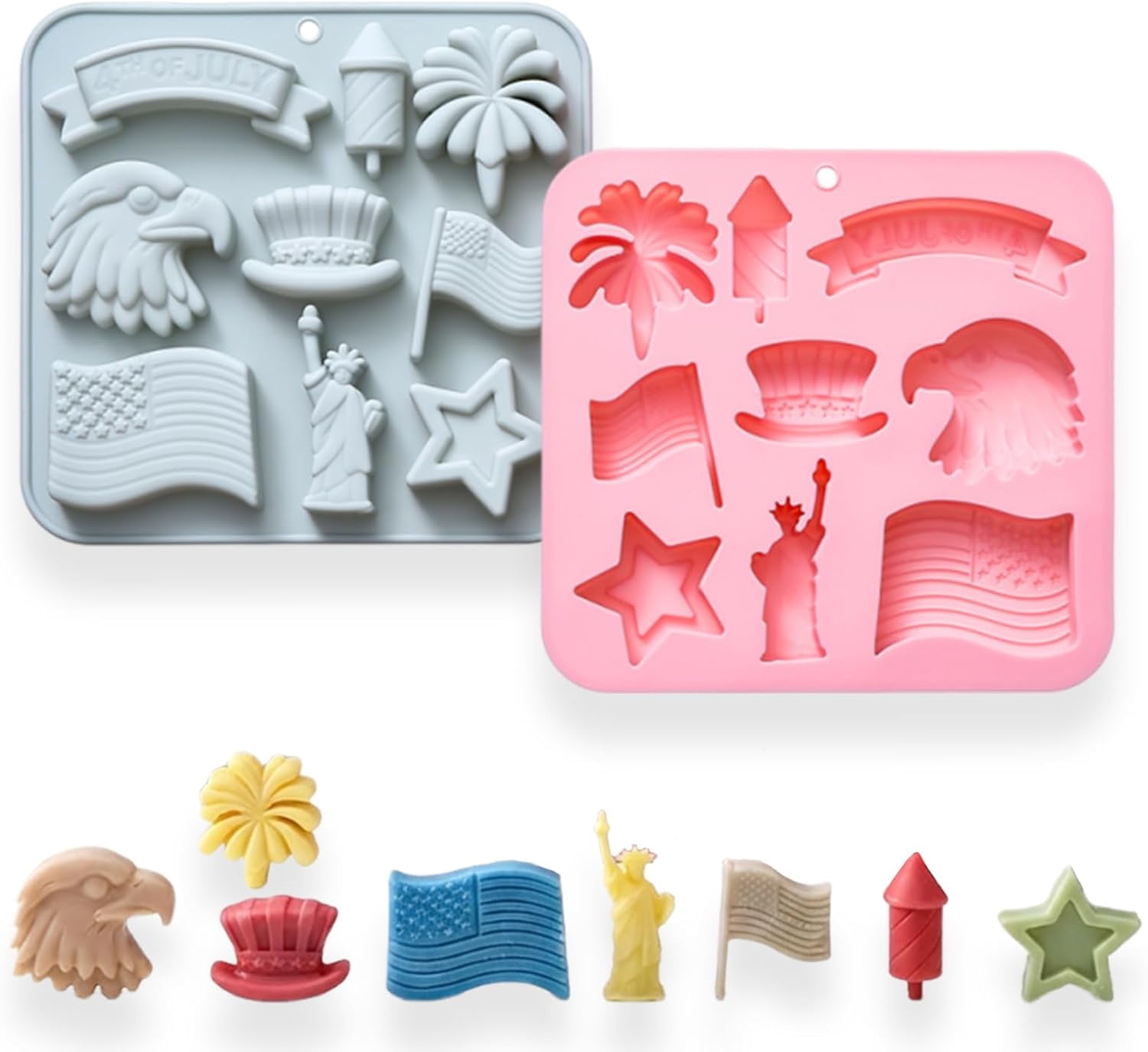 2 Pack Independence Day Silicone Molds, 9-Cavity 4th of July Theme ...
