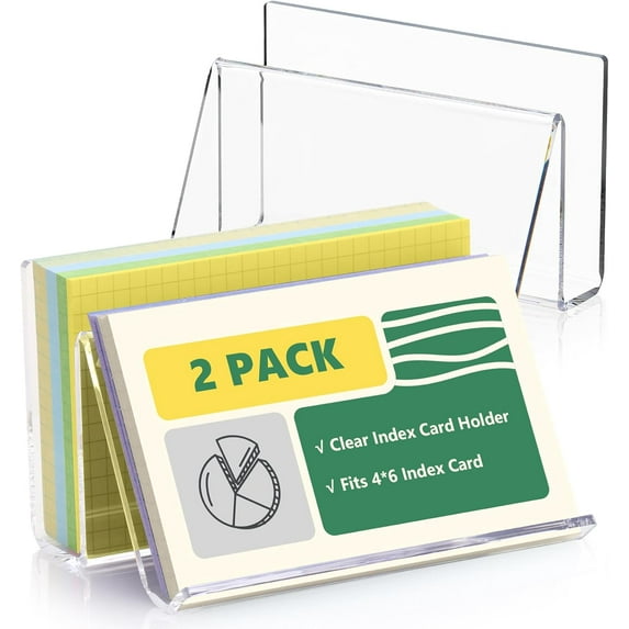 2 Pack Index Card Display Stand 4x6 Index Card Storage Box Flash Card ...