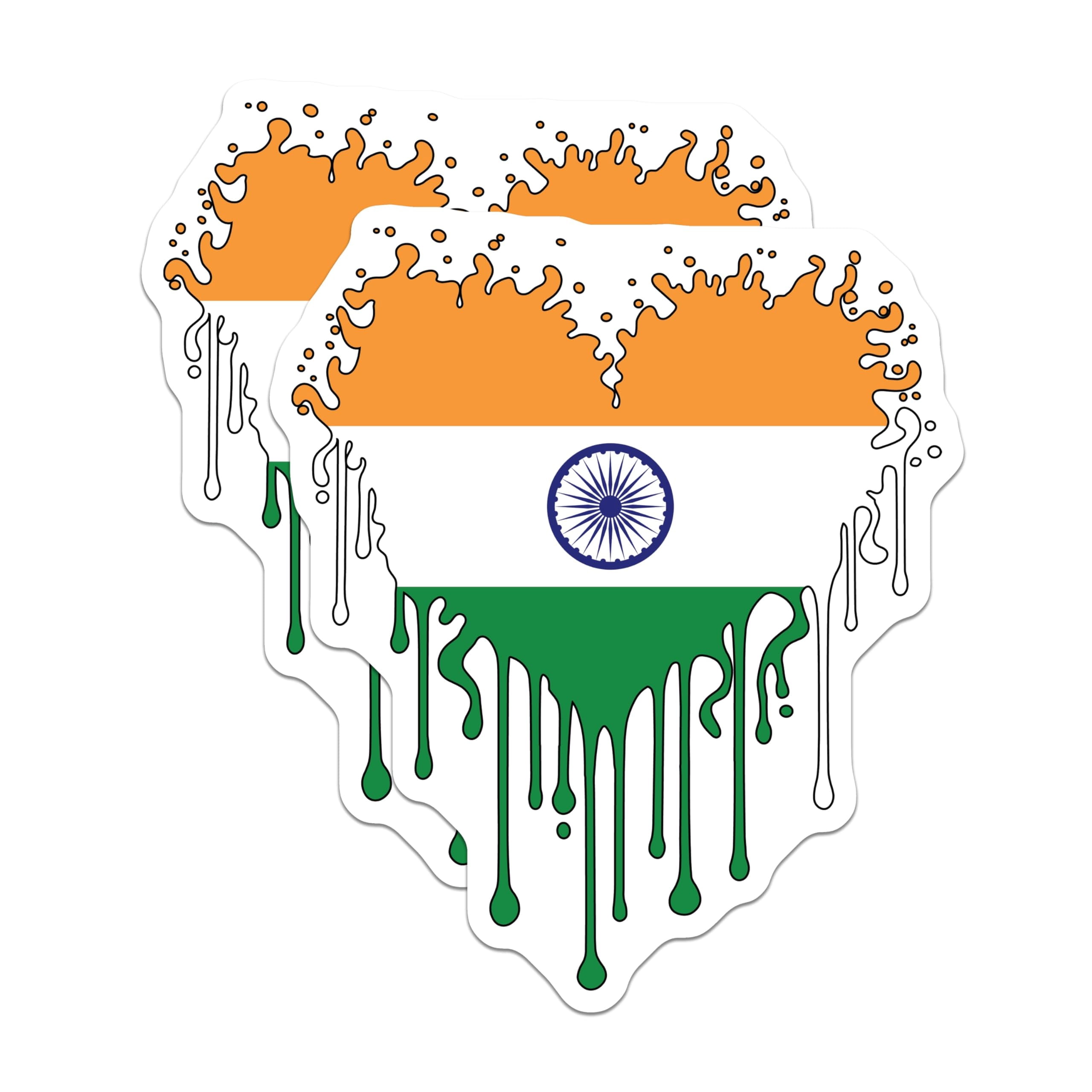 (2 Pack) Indian Flag Stickers - India Pride - Desi Decor - 5" On ...