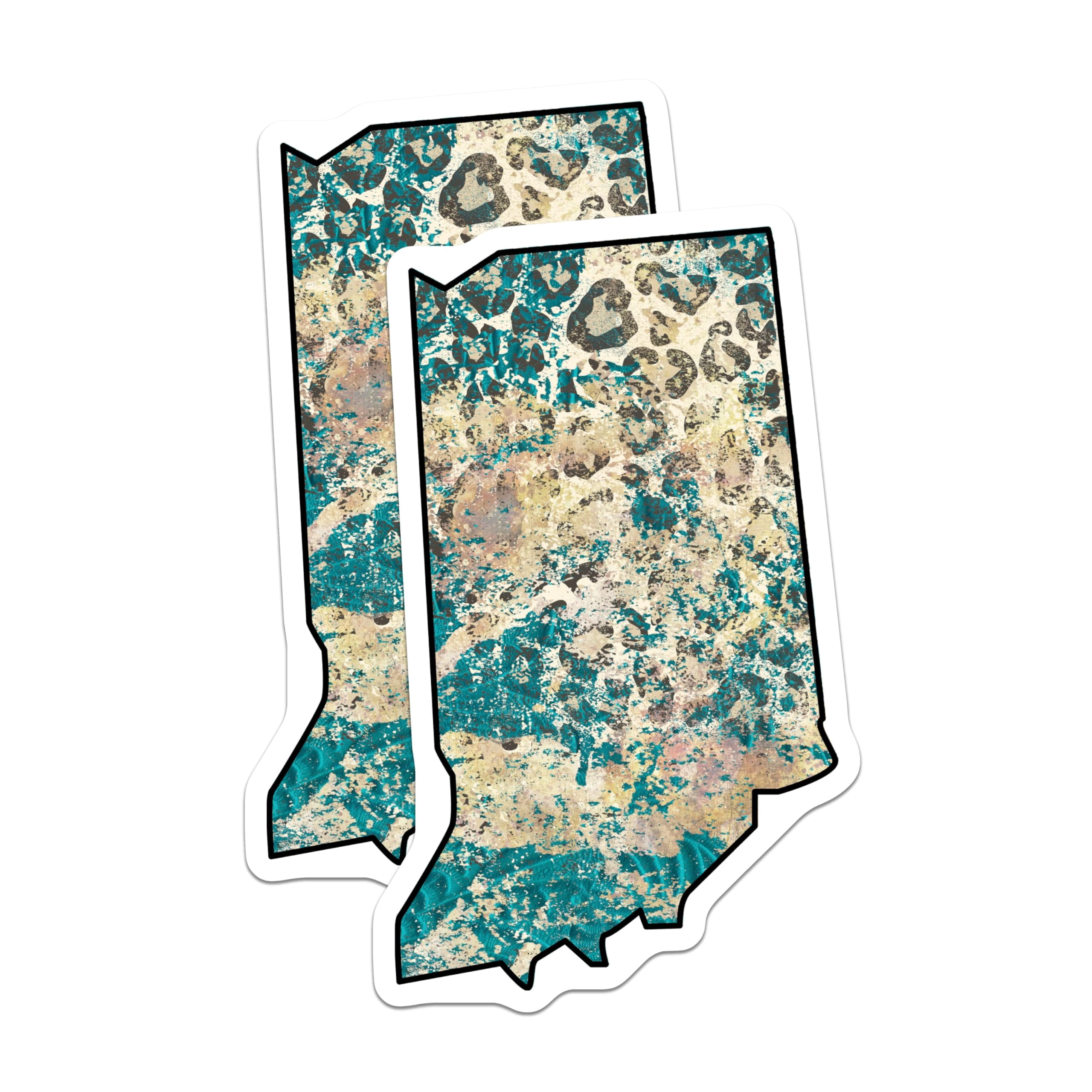 (2 Pack) Indiana State Map Magnets - Turquoise and Gold Design ...