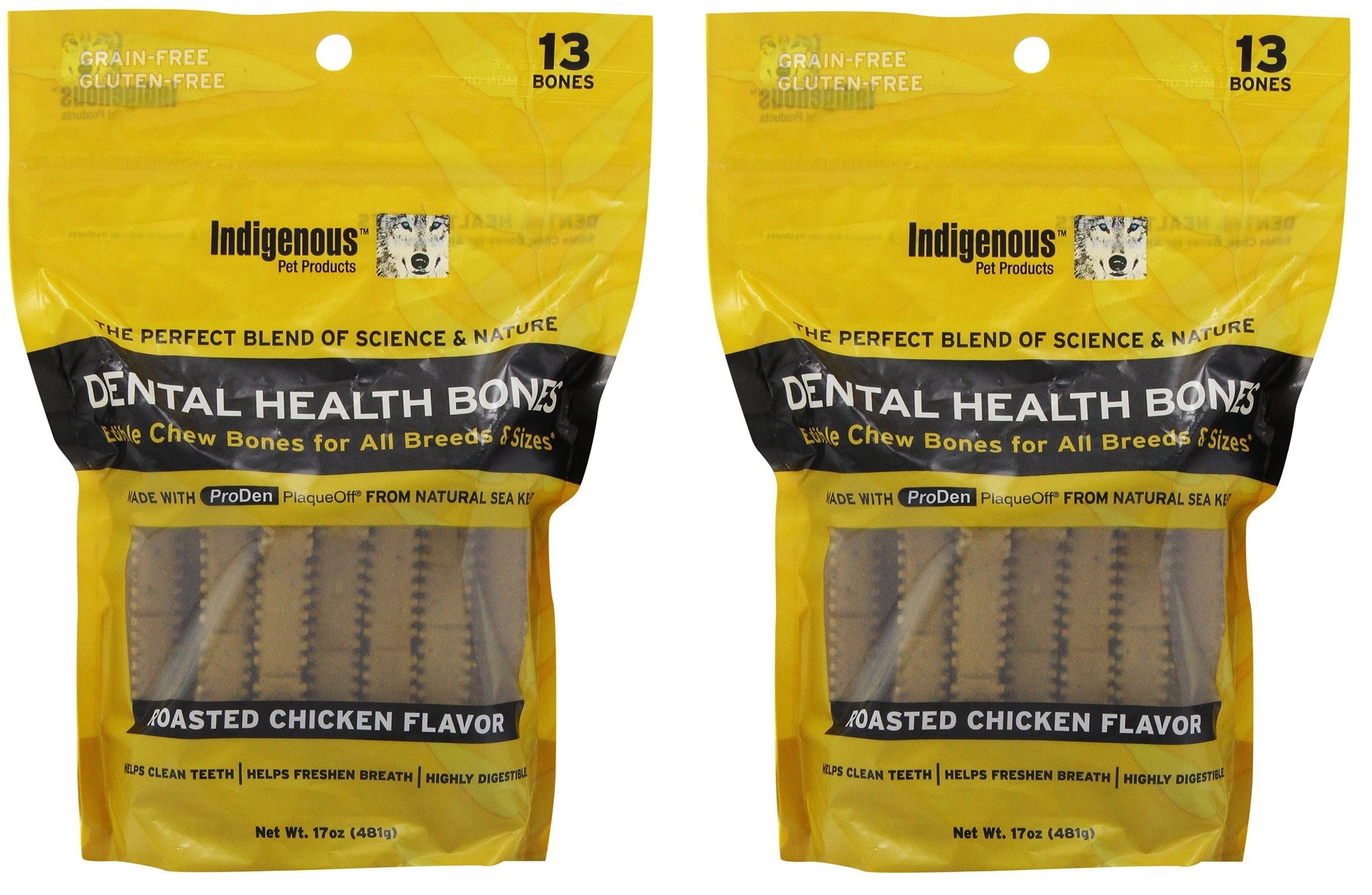 (2 Pack) Indigenous Dental DHF10 Health Bones Roasted Chicken 17 Ounces ...
