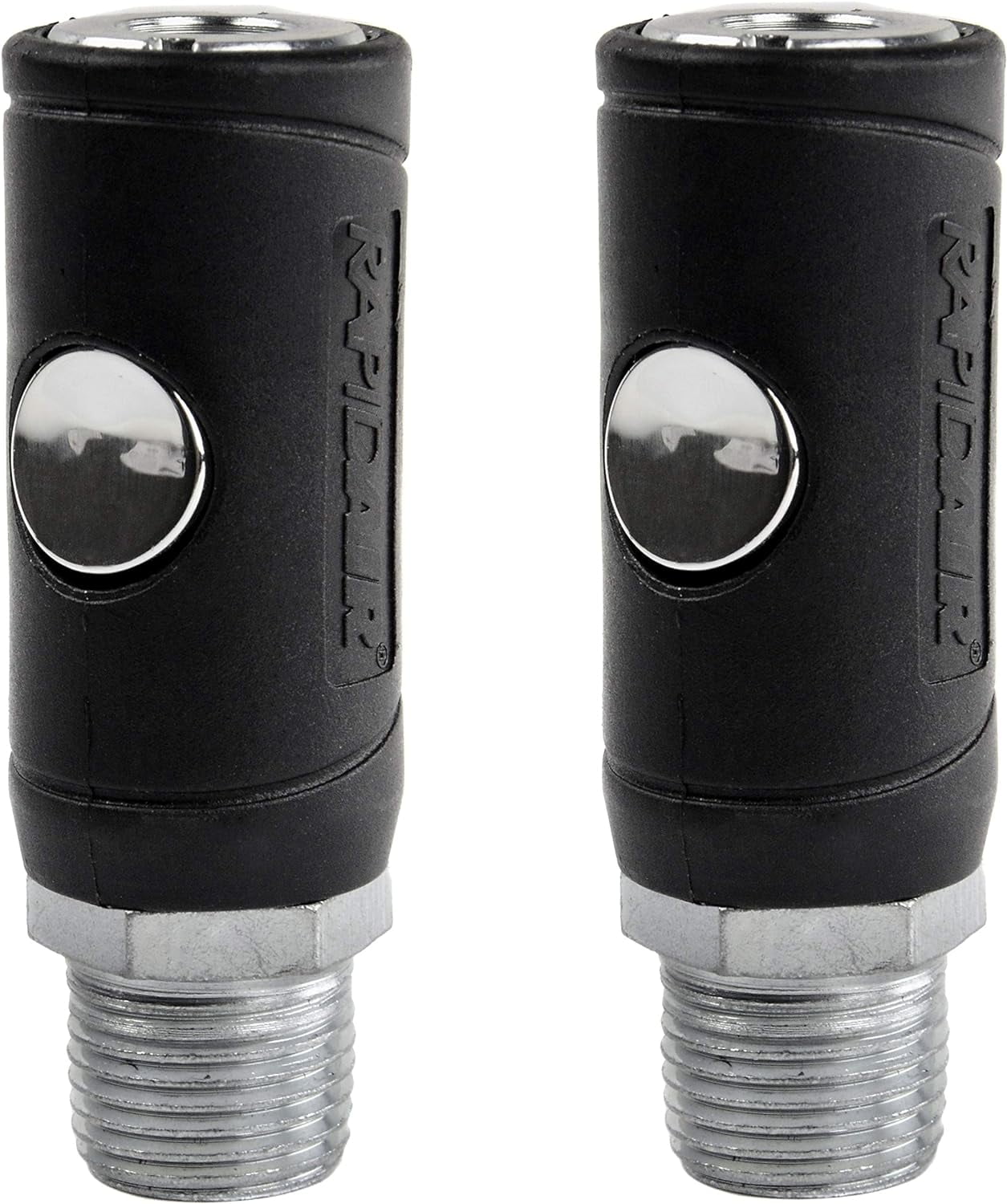 2 Pack Industrial Safety Air Plug Coupler 1/4" Body 1/2" MNPT Push ...