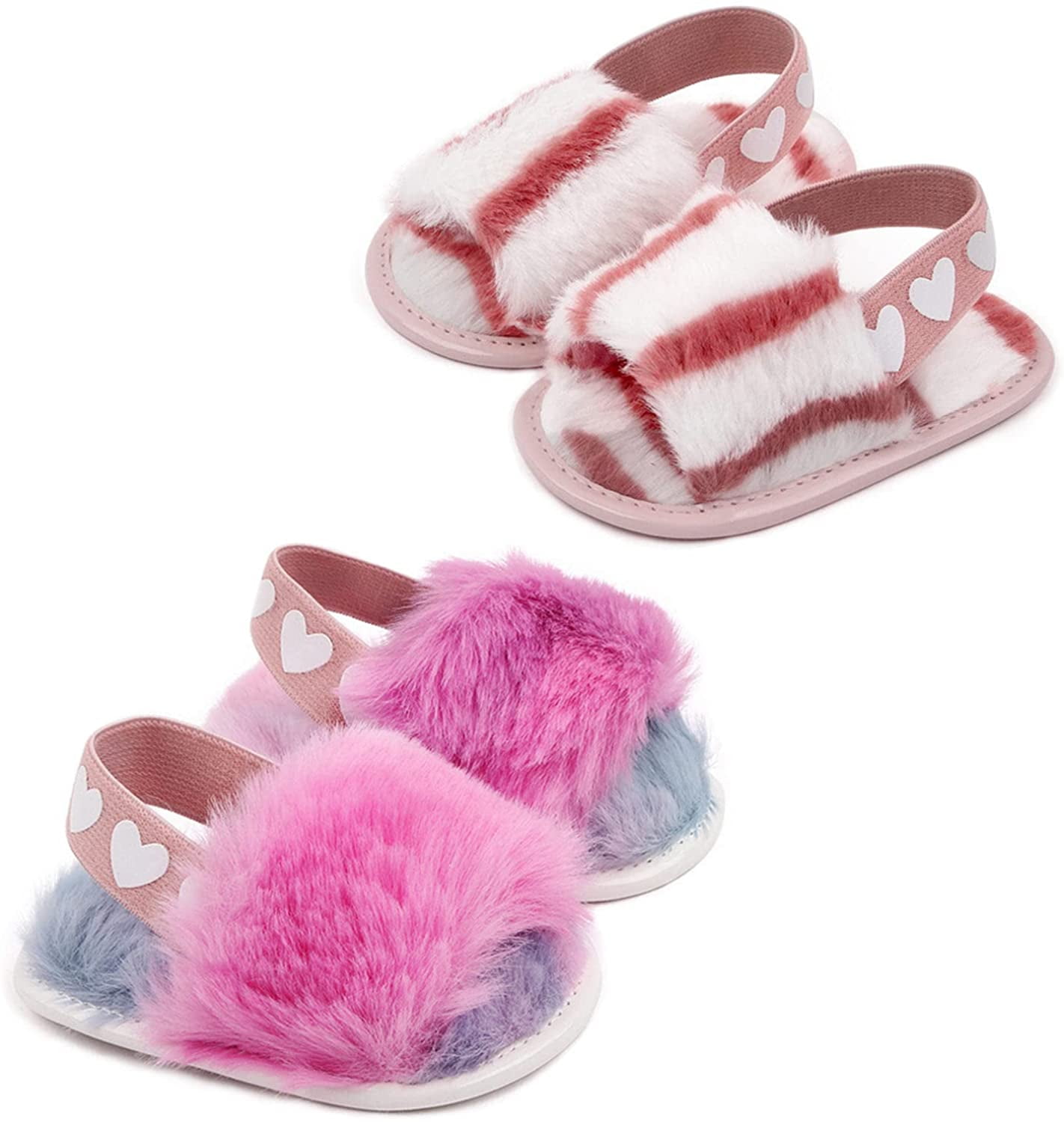 2 Pack Infant Baby Girls Sandals Elastic Back Strap Flats Slippers Soft ...