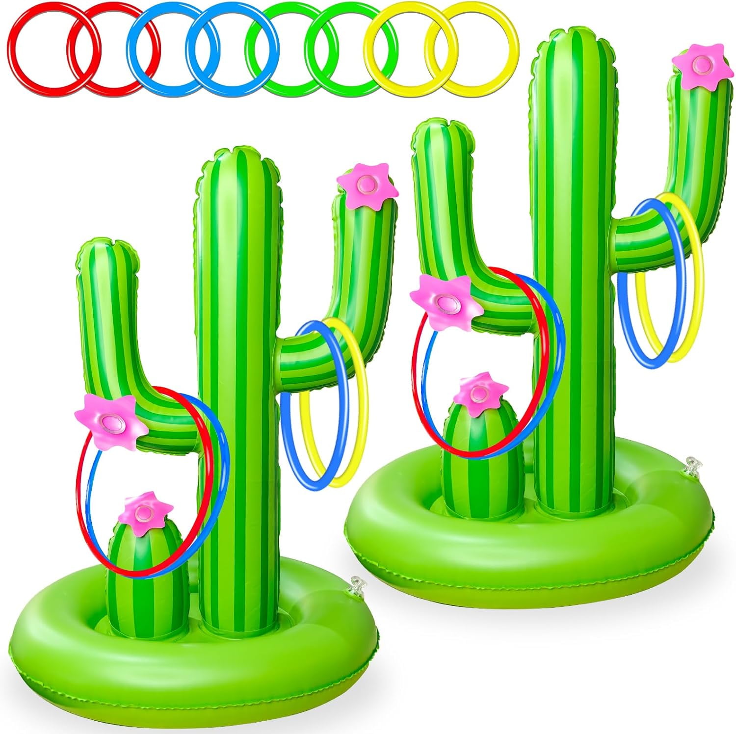 2 Pack Inflatable Cactus Ring Toss Game Set, Floating Pool Ring Toss ...