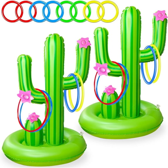 2 Pack Inflatable Cactus Ring Toss Game Set, Floating Pool Ring Toss ...