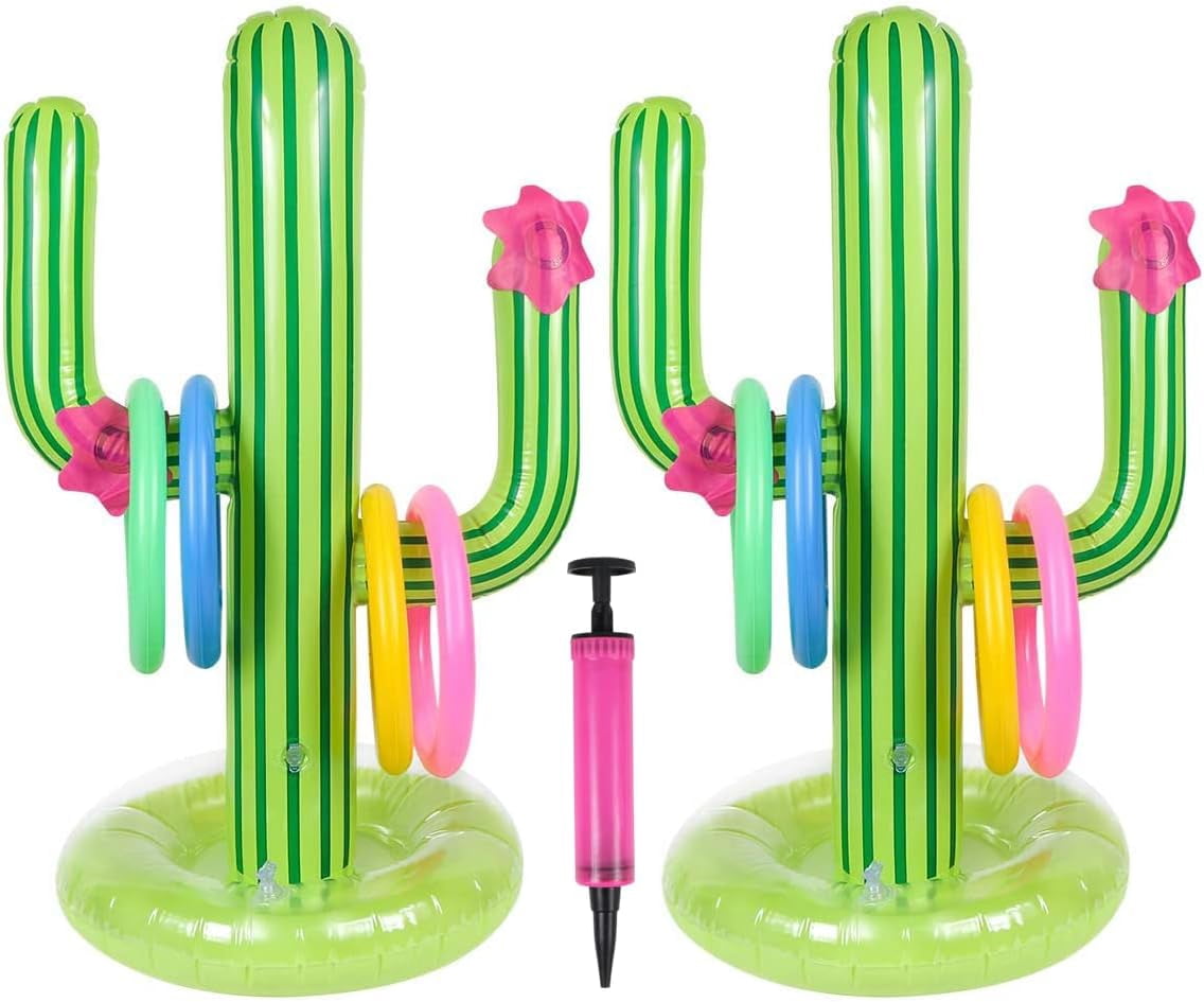 2 Pack Inflatable Cactus Ring Toss Game Sets,Cactus Pool Game Toys ...