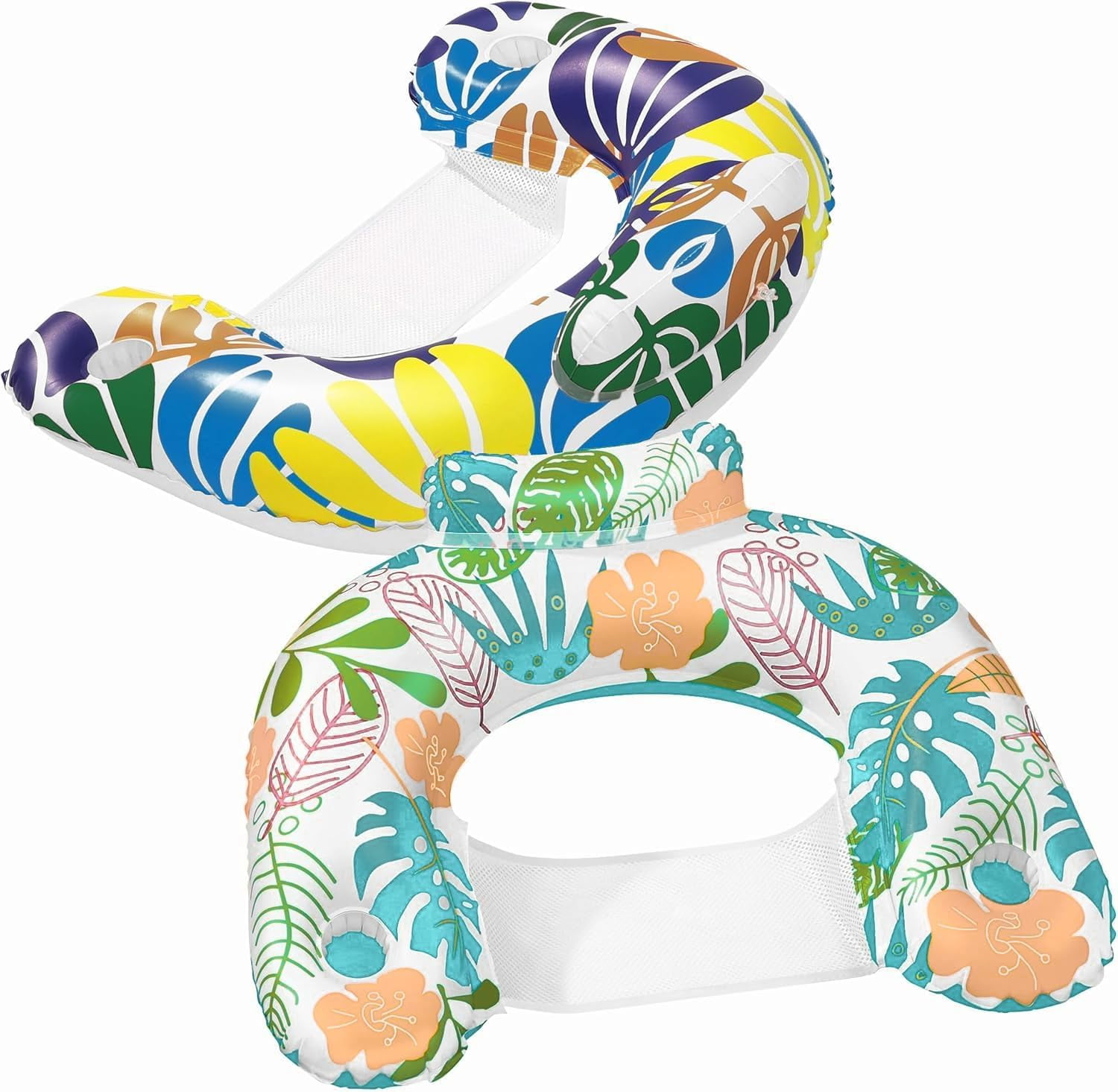 2 Pack Inflatable Pool Float Chair Pool Floating Comes with Two Cup ...