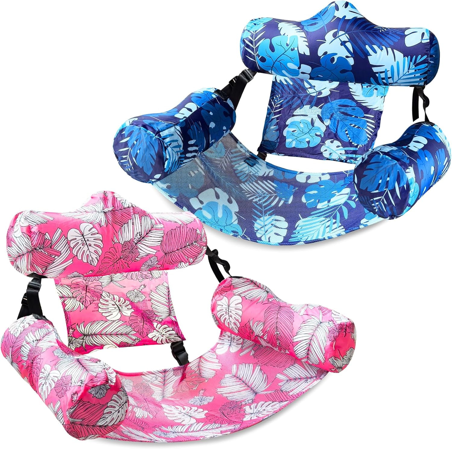 2 Pack Inflatable Pool Floats Adult, Floating Chair Lounger, Adjustable ...