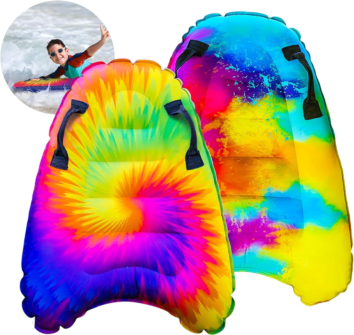 2 Pack Inflatable Surf Body Boards with Handles for Water Slides ...