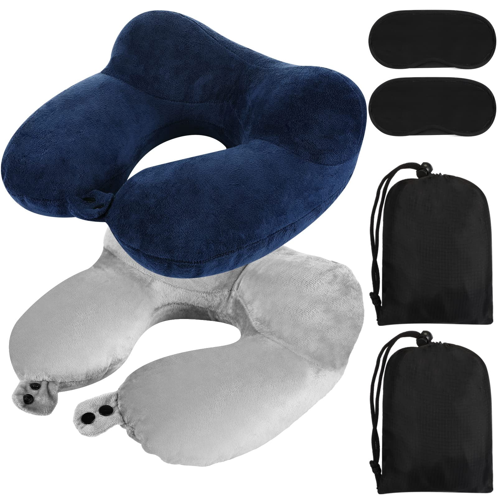 2 Pack Inflatable Travel Pillow for Airplanes Inflatable Neck Flight ...