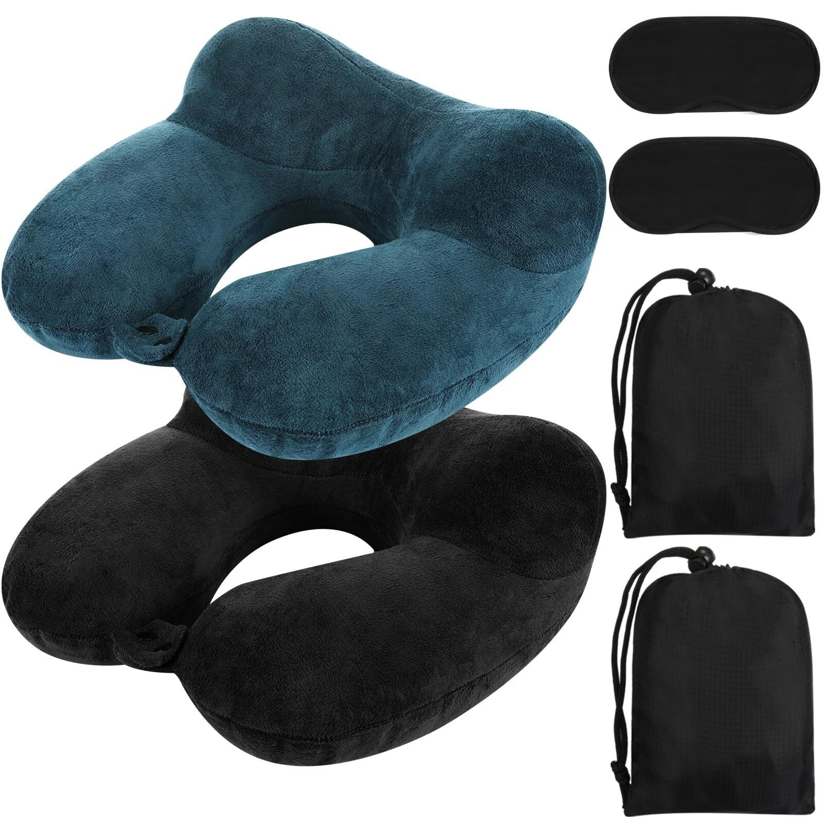 2 Pack Inflatable Travel Pillow for Airplanes Inflatable Neck Flight ...