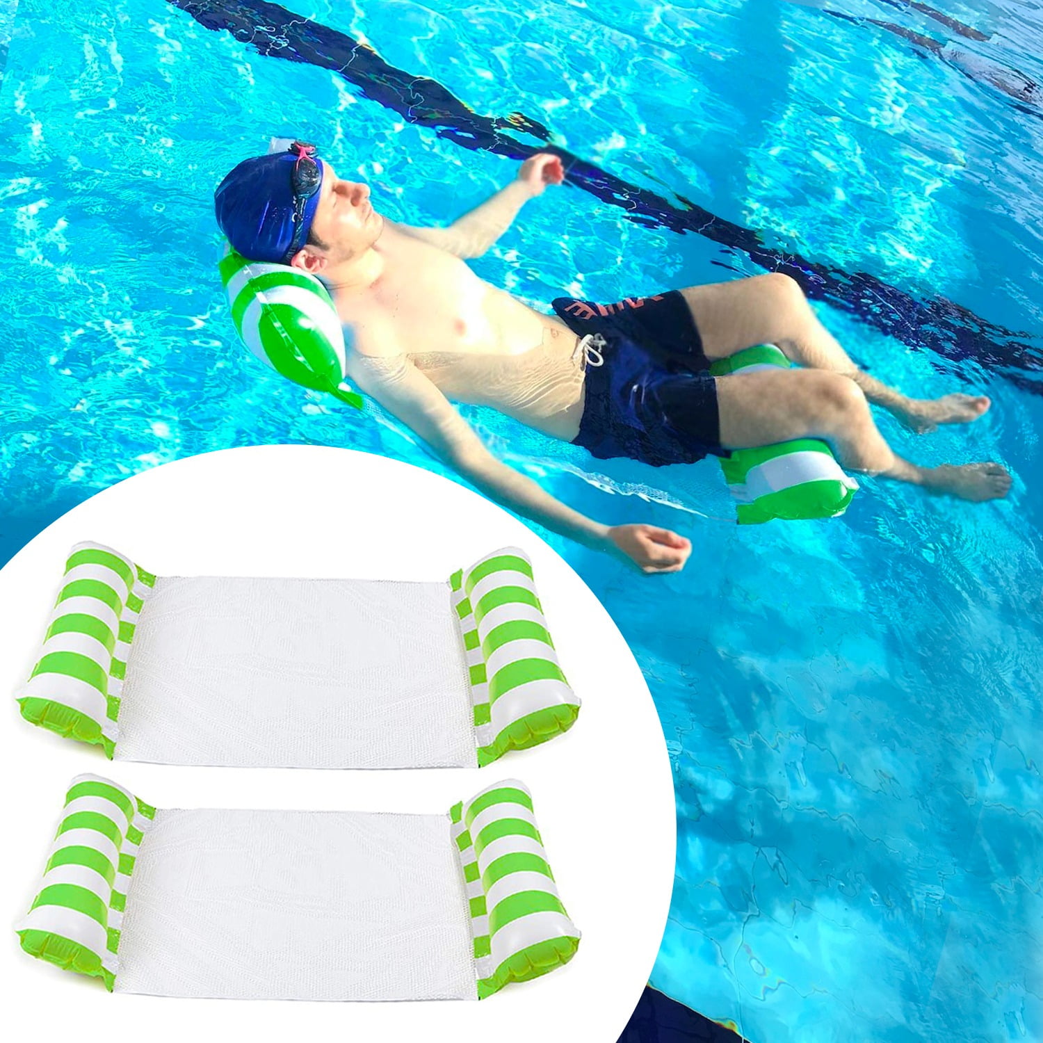 2 Pack Inflatable Water Hammock, Air Mattress, Aqua Lounger & Floating ...