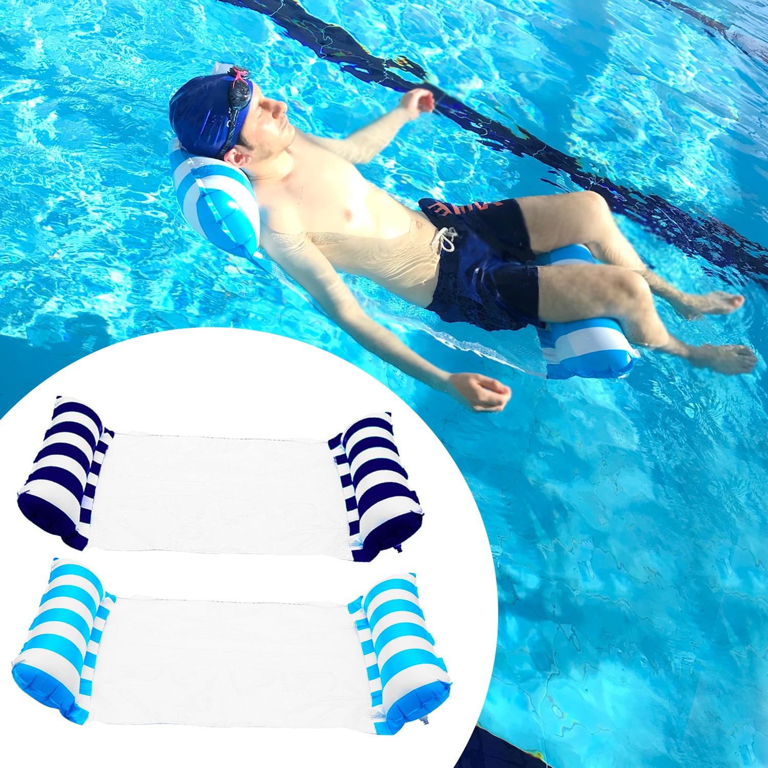 2 Pack Inflatable Water Hammock, Air Mattress, Aqua Lounger & Floating ...