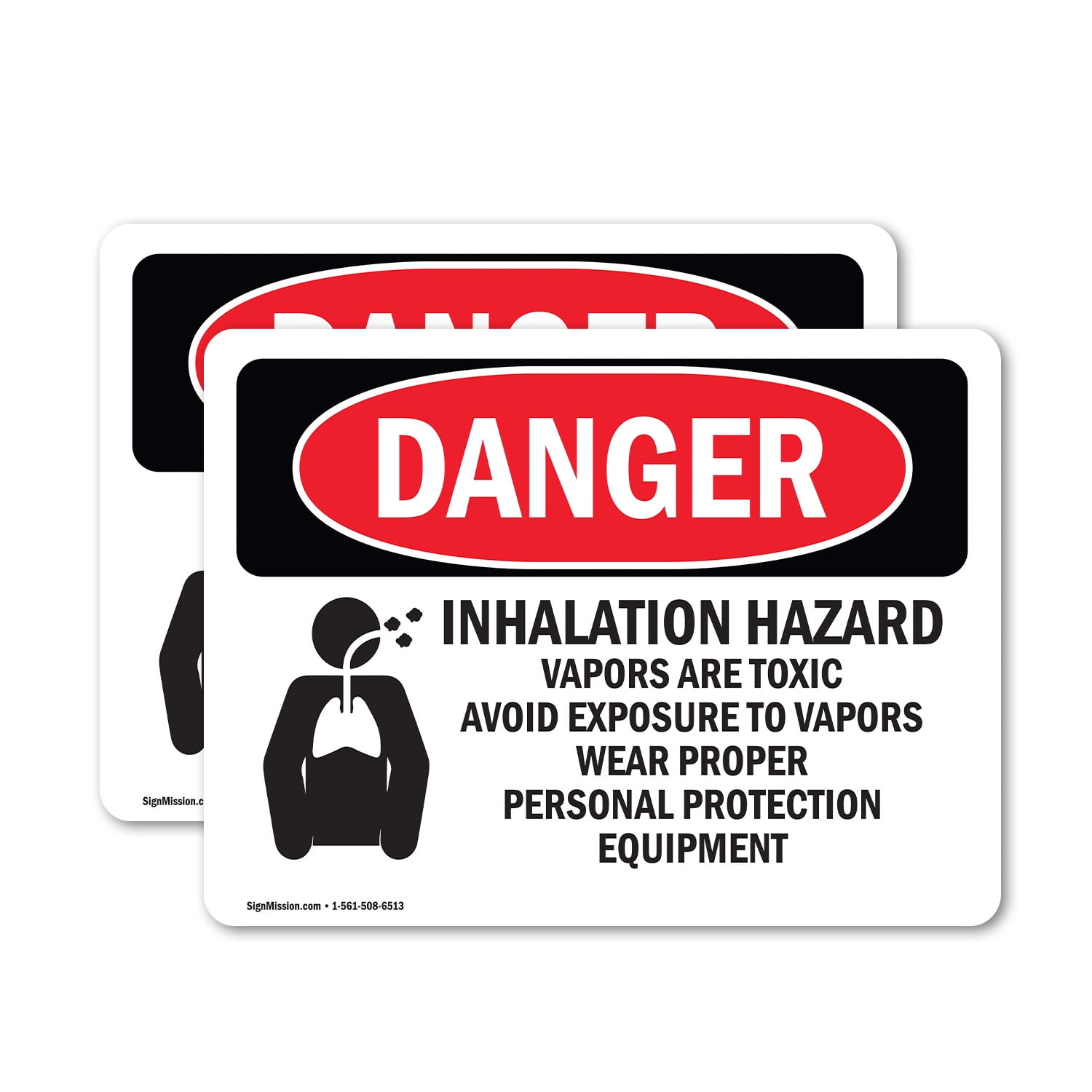 (2 Pack) Inhalation Hazard Vapors Toxic OSHA Danger Sign 24 Inch X 18 ...