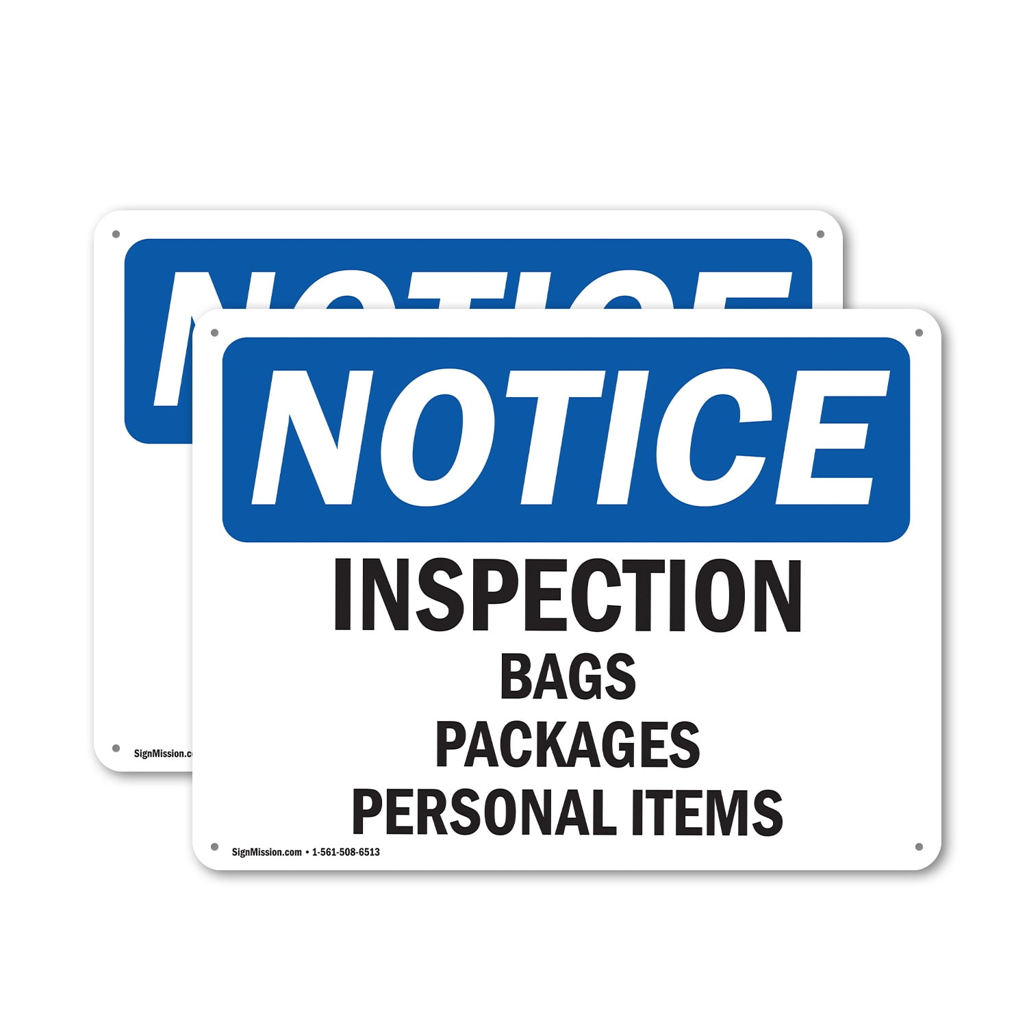 (2 Pack) Inspection Bags Packages Personal Items OSHA Notice Sign 14 ...