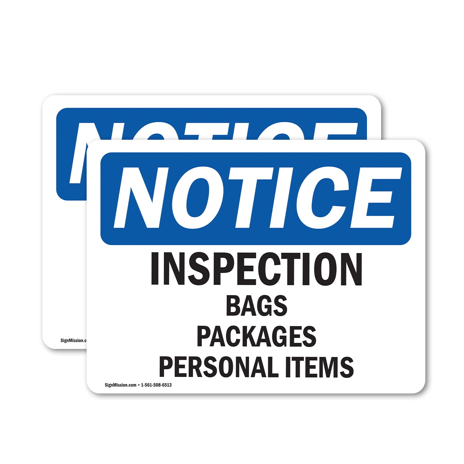 (2 Pack) Inspection Bags Packages Personal Items OSHA Notice Sign 14 ...