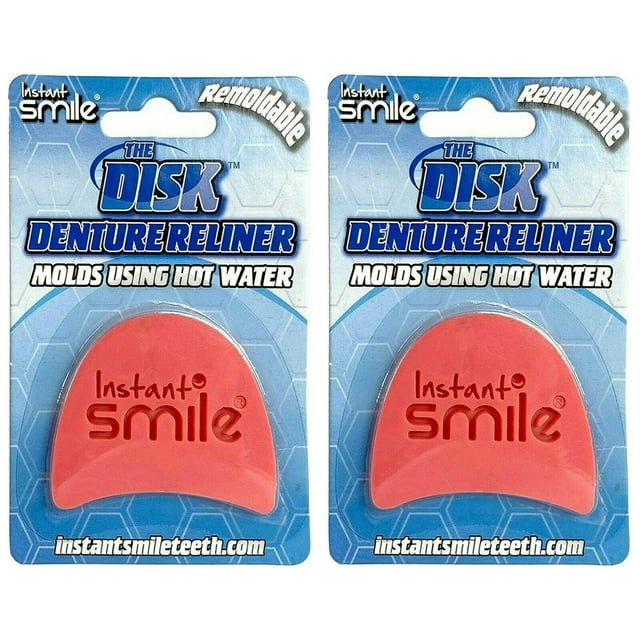Instant Smile 2 Pack Disk Denture Reliner - Easy to Mold, Remoldable ...
