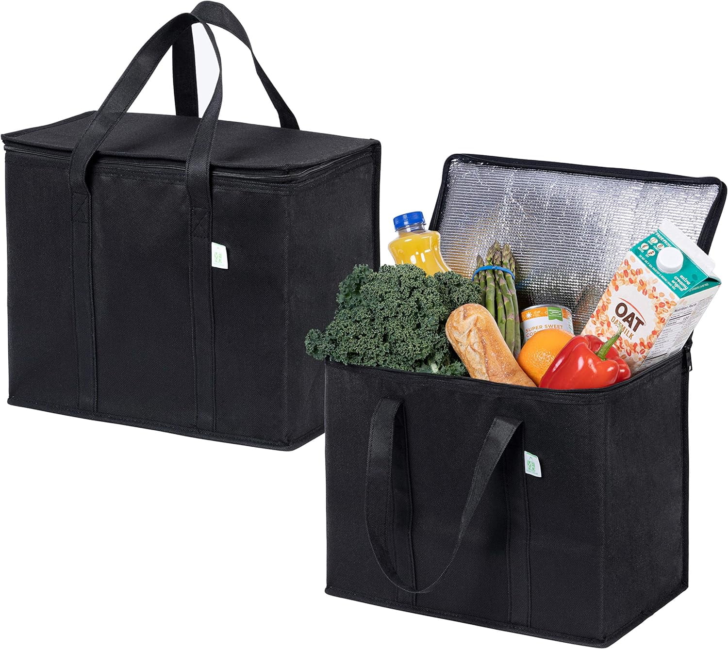 2 Pack Insulated Reusable Grocery Bag, Food Delivery Bag, Durable ...