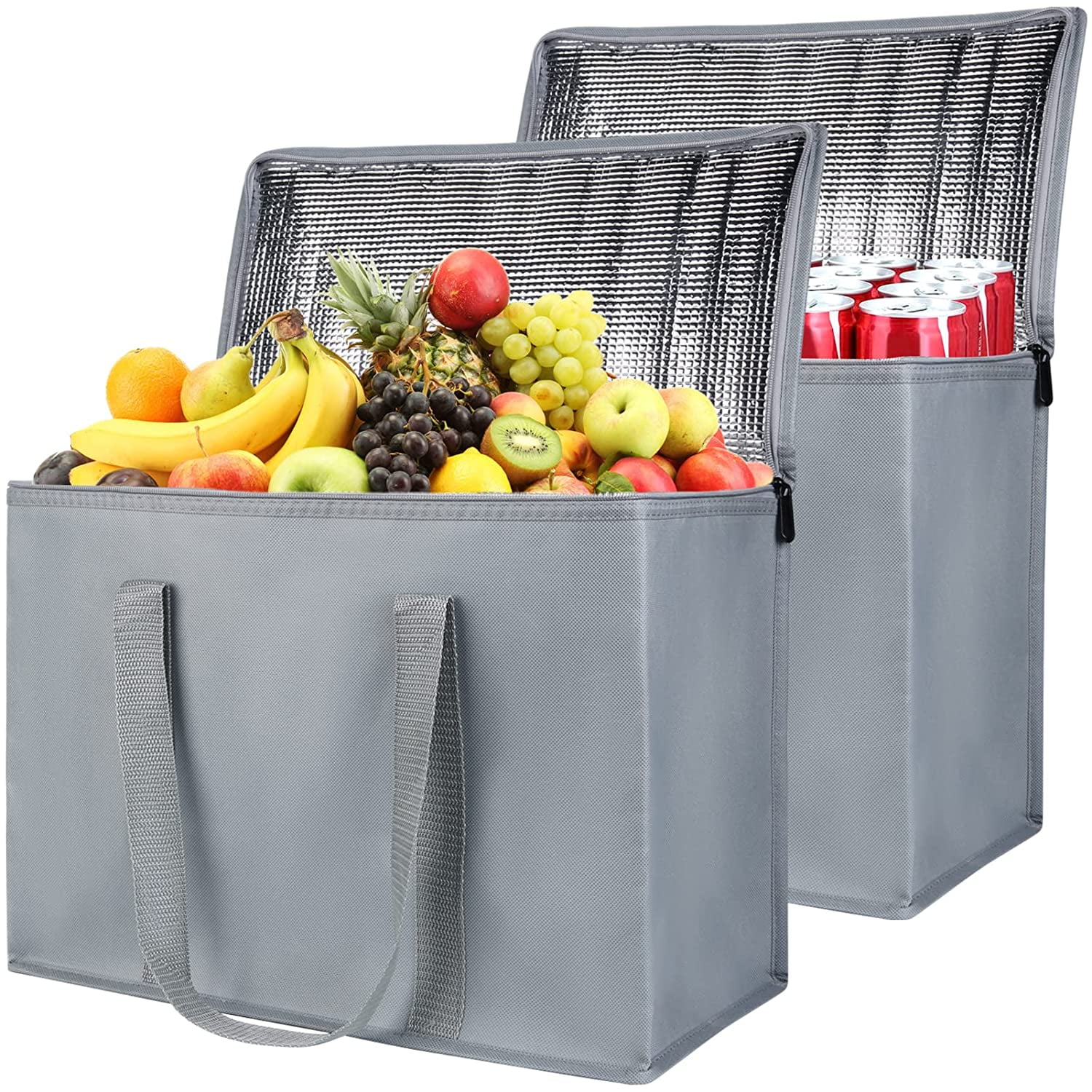 2-Pack Insulated Reusable Grocery Bags,Insulated Food Delivery Bag for ...