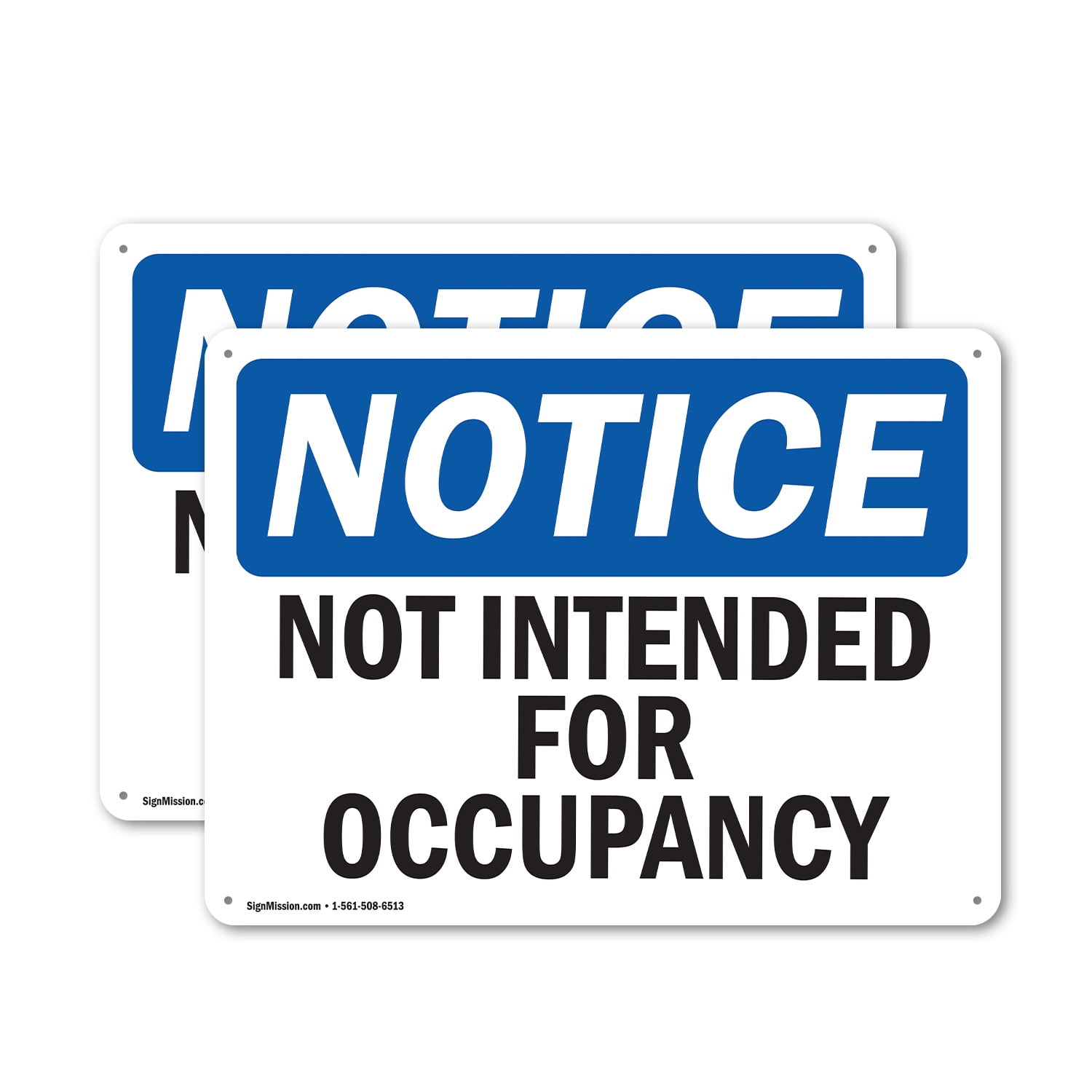 (2 Pack) Not Intended For Occupancy OSHA Notice Sign 18 Inch X 12 Inch ...
