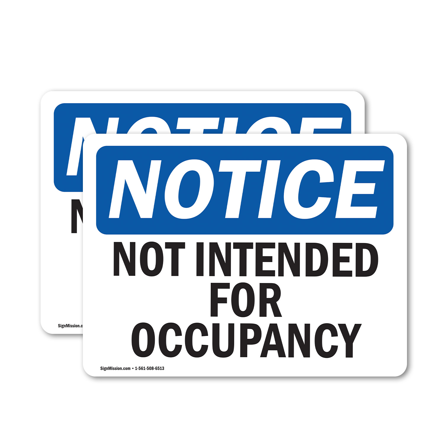 (2 Pack) Not Intended For Occupancy OSHA Notice Sign 18 Inch X 12 Inch ...