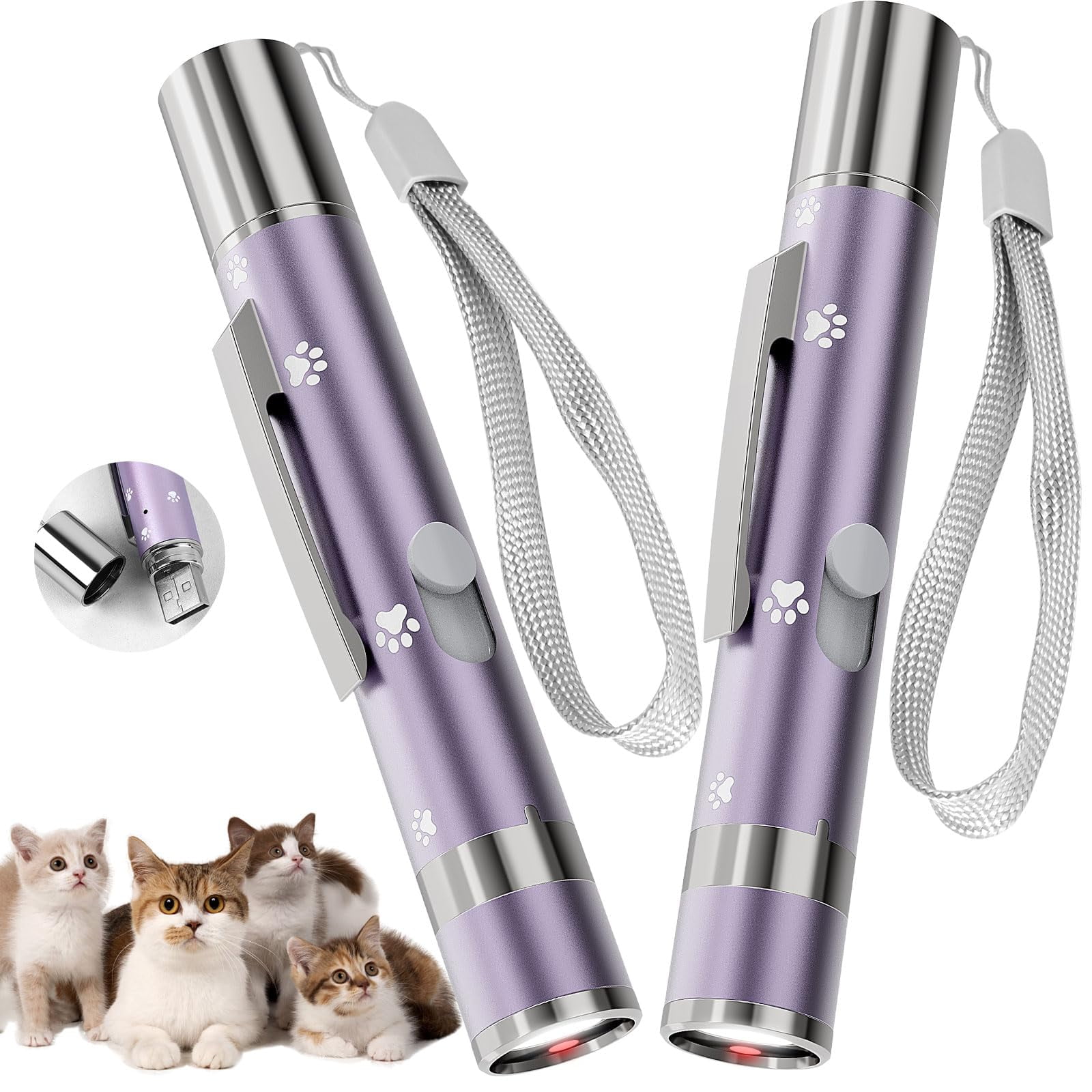 2 Pack Interactive Red Light Pointer - 7 Adjustable Patterns ...