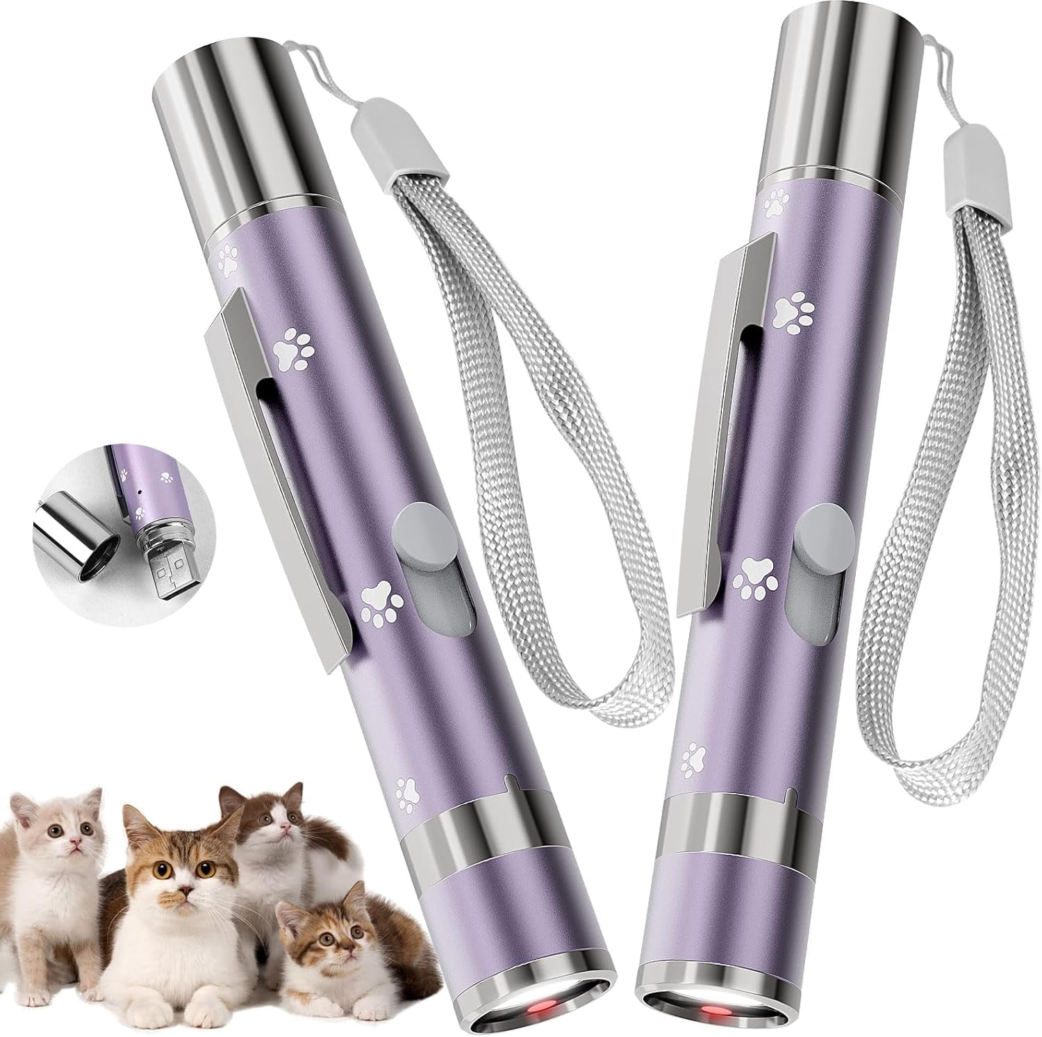 2 Pack Interactive Red Light Pointer – 7 Adjustable Patterns ...