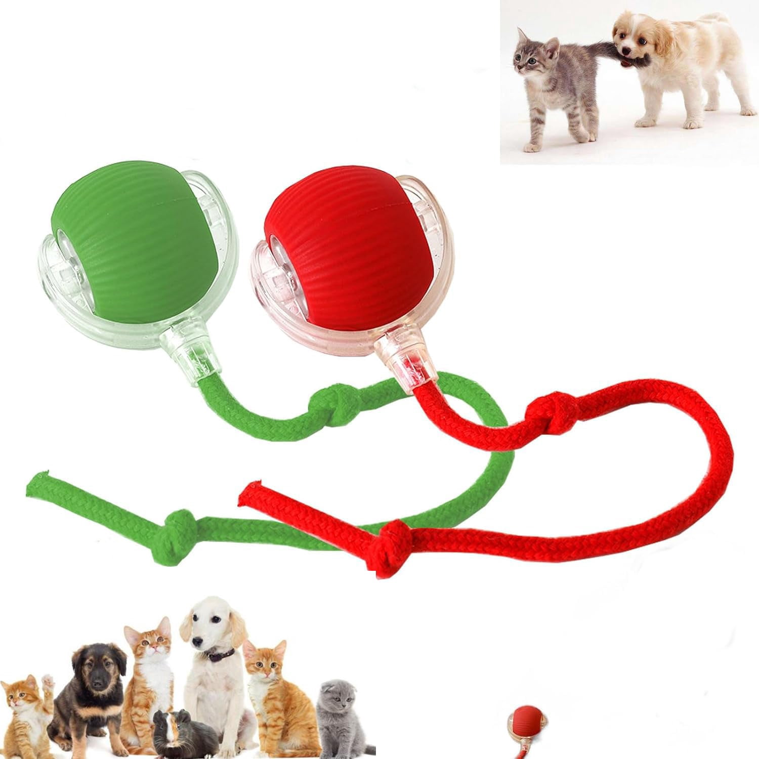 2 Pack Interactive Rolling Cat Ball, 360° Intelligent Automatic Rolling ...